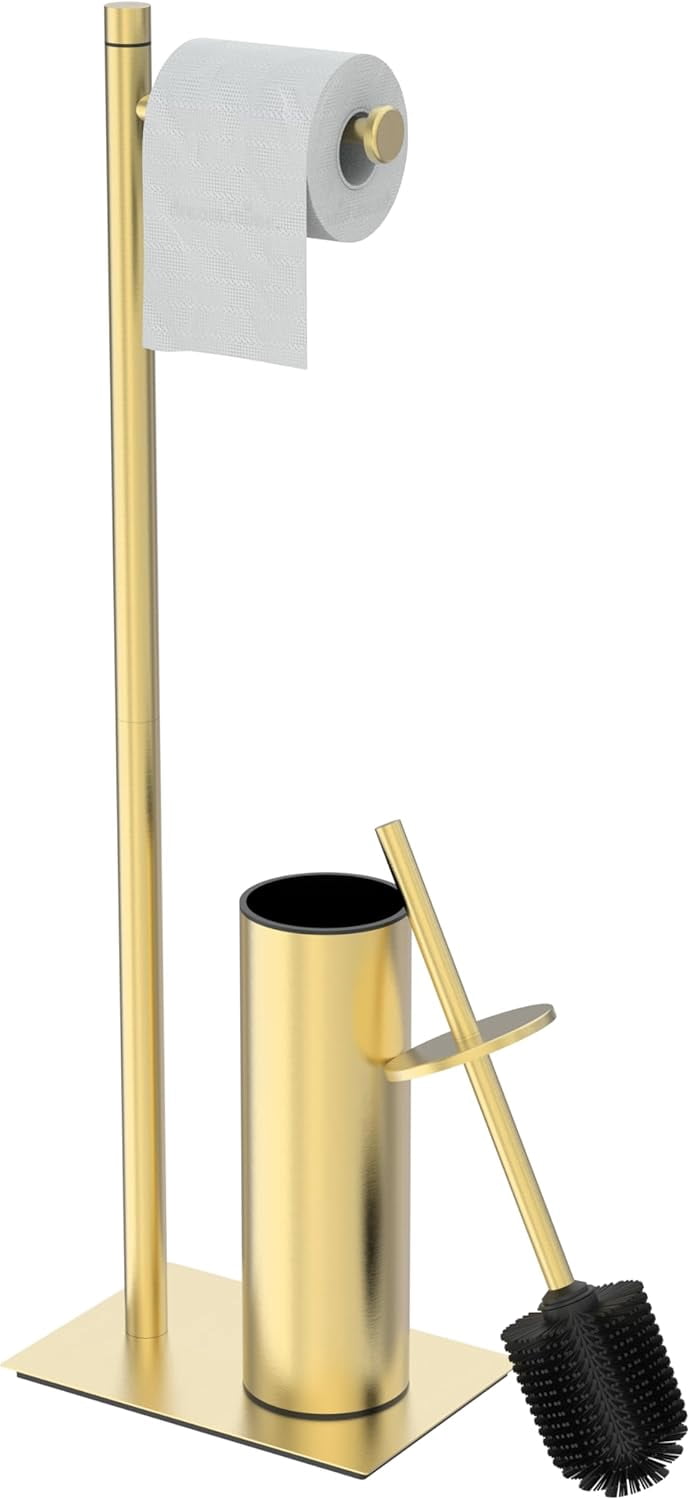 Toilet Paper Holder Stand with Toilet Brush and Holder Set, 304 ...