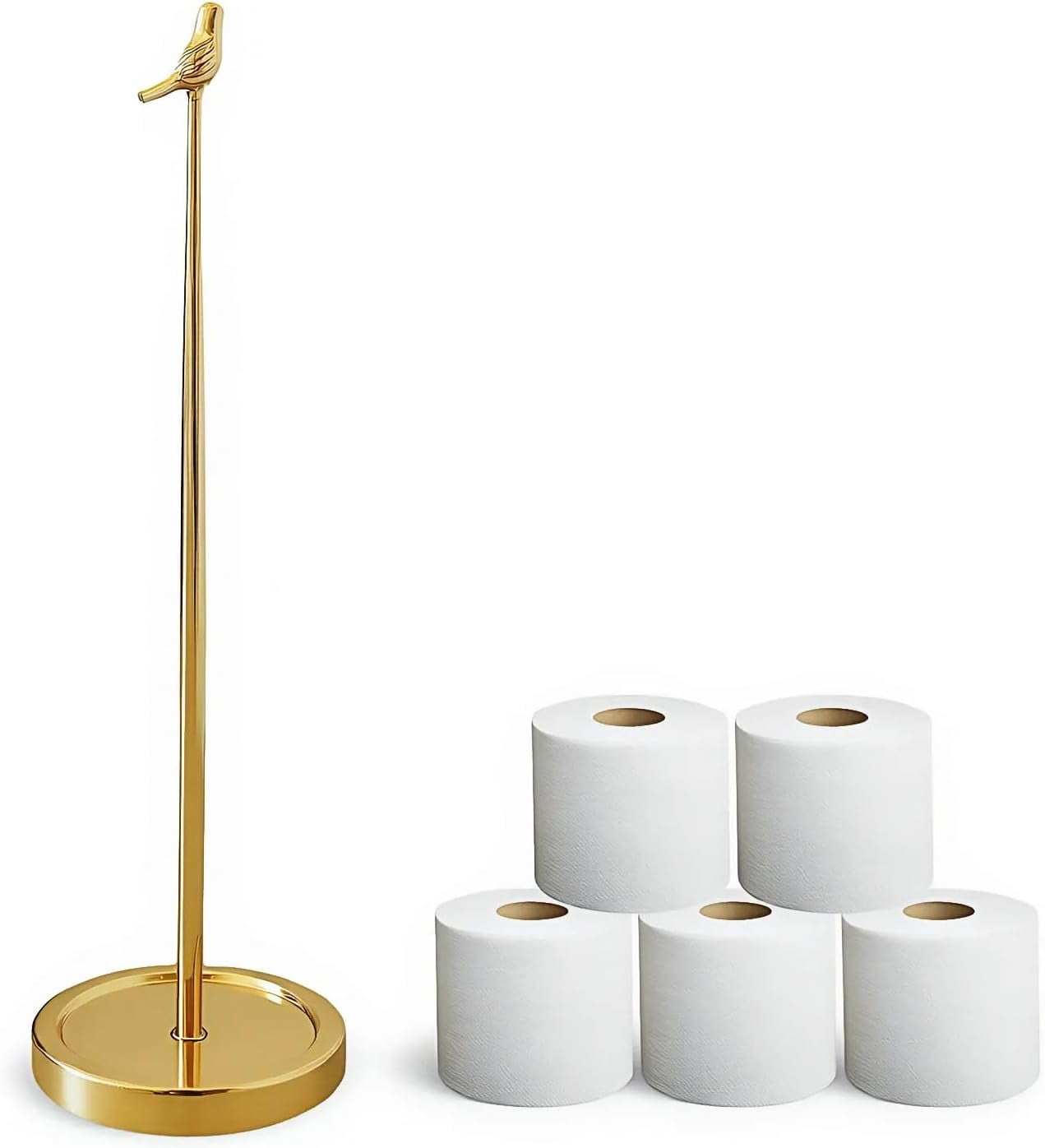 Toilet Paper Holder Stand for 4 Paper Rolls, Bird Style Freestanding TP ...