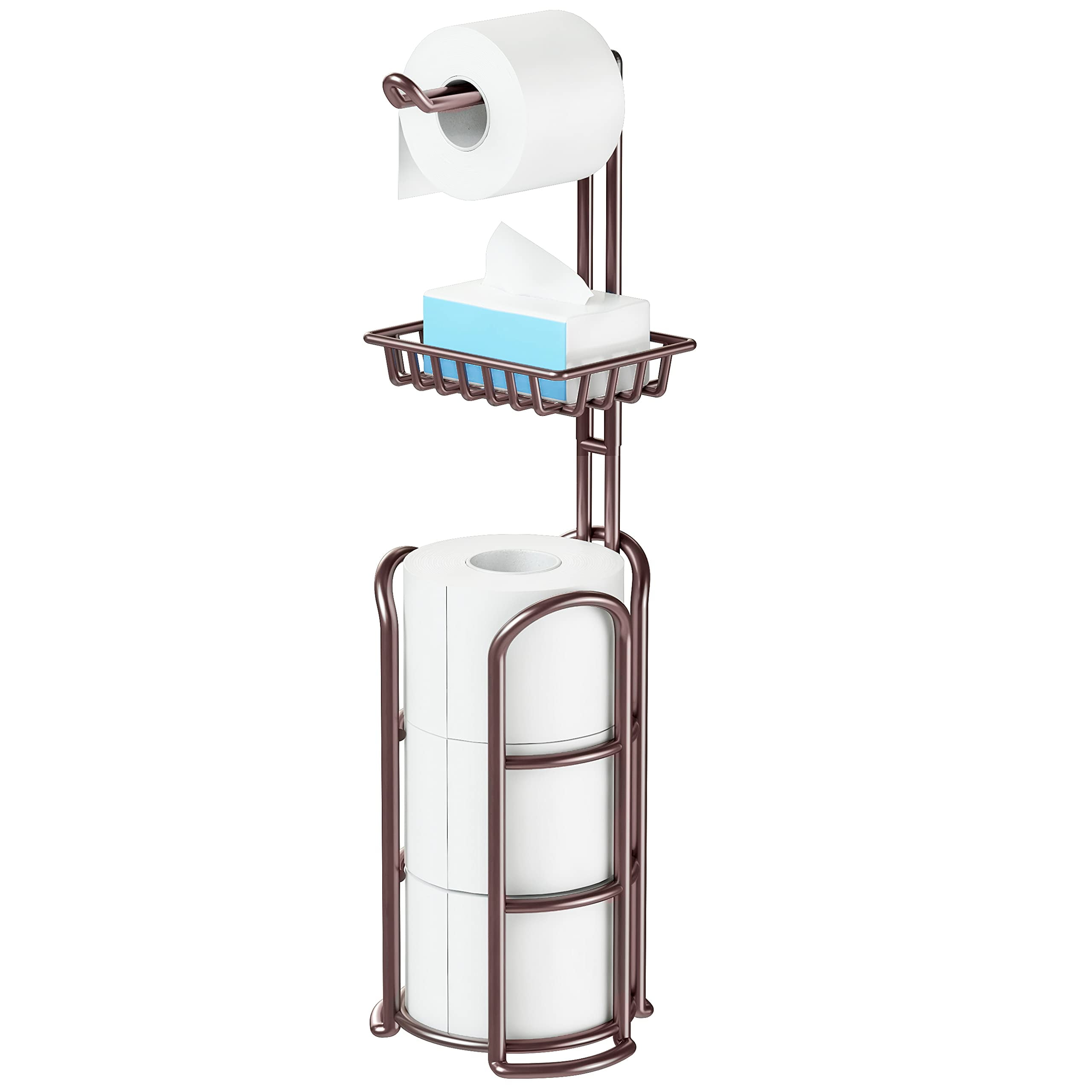 Toilet Paper Holder Stand with Shelf, Free Standing Toilet Tissue Roll ...