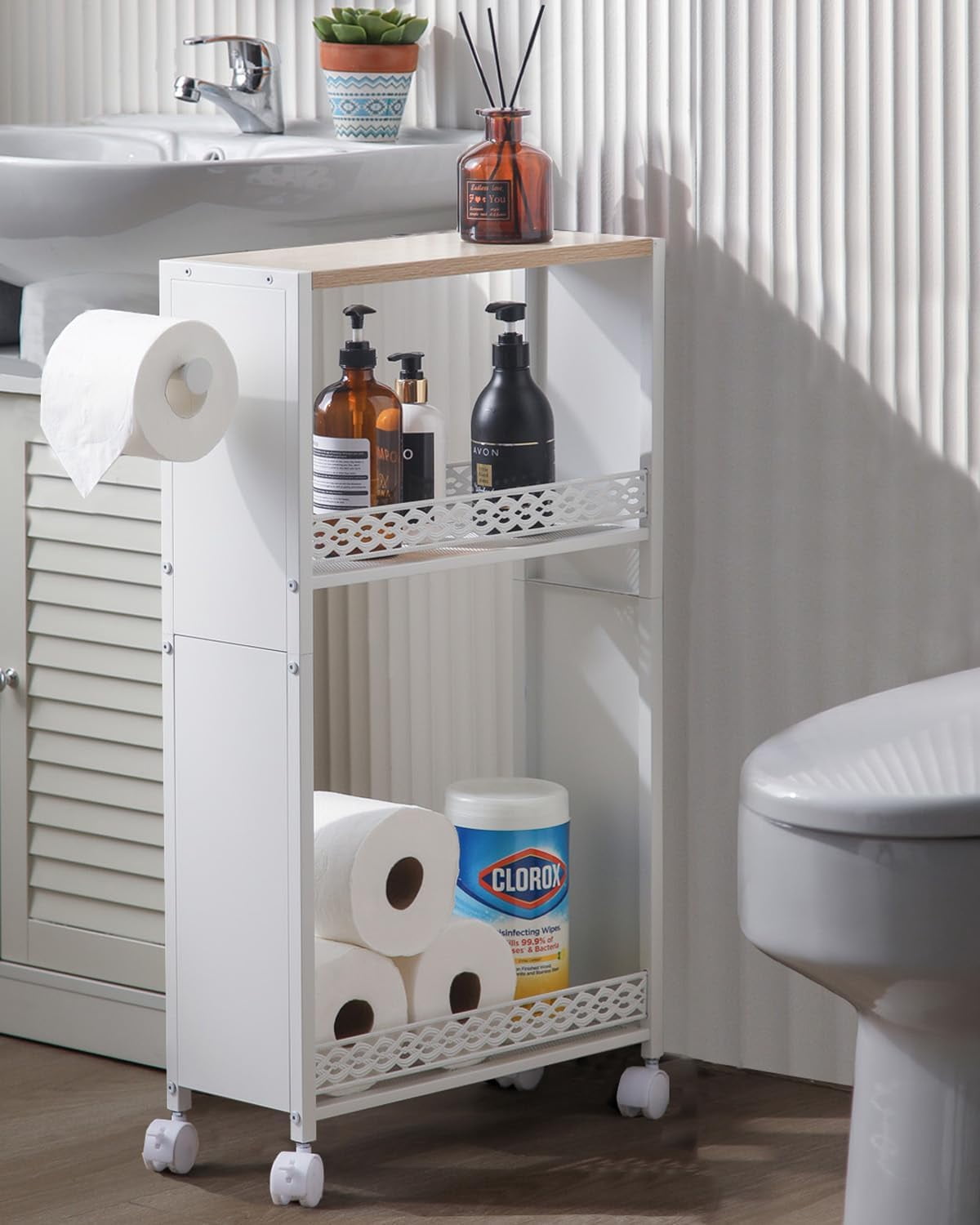 Toilet Paper Holder for Toilet Paper Storage: Small Bathroom Storage ...