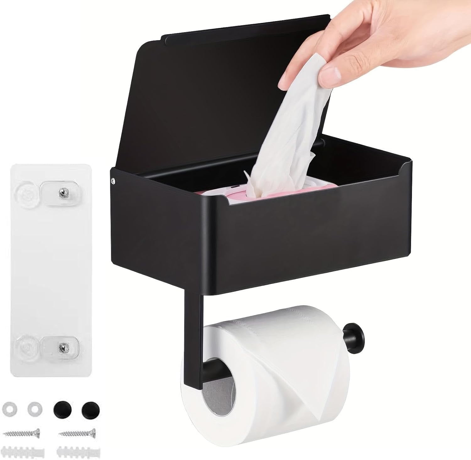 Toilet Paper Holder with Shelf, Wipes Dispenser and Storage, Stainless ...