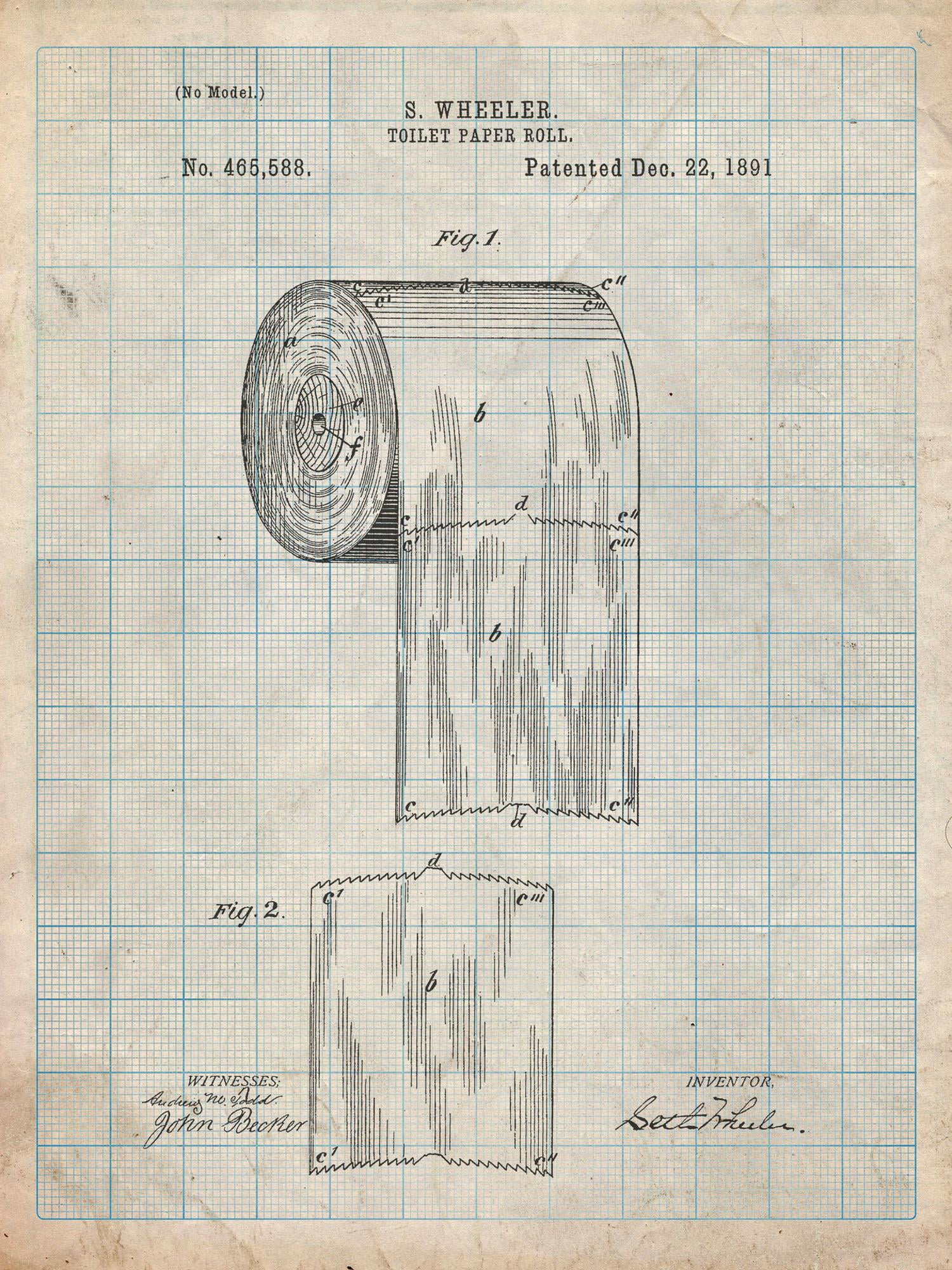 Art.com Toilet Paper Patent Art Print by Cole Borders, 18" x 24 ...