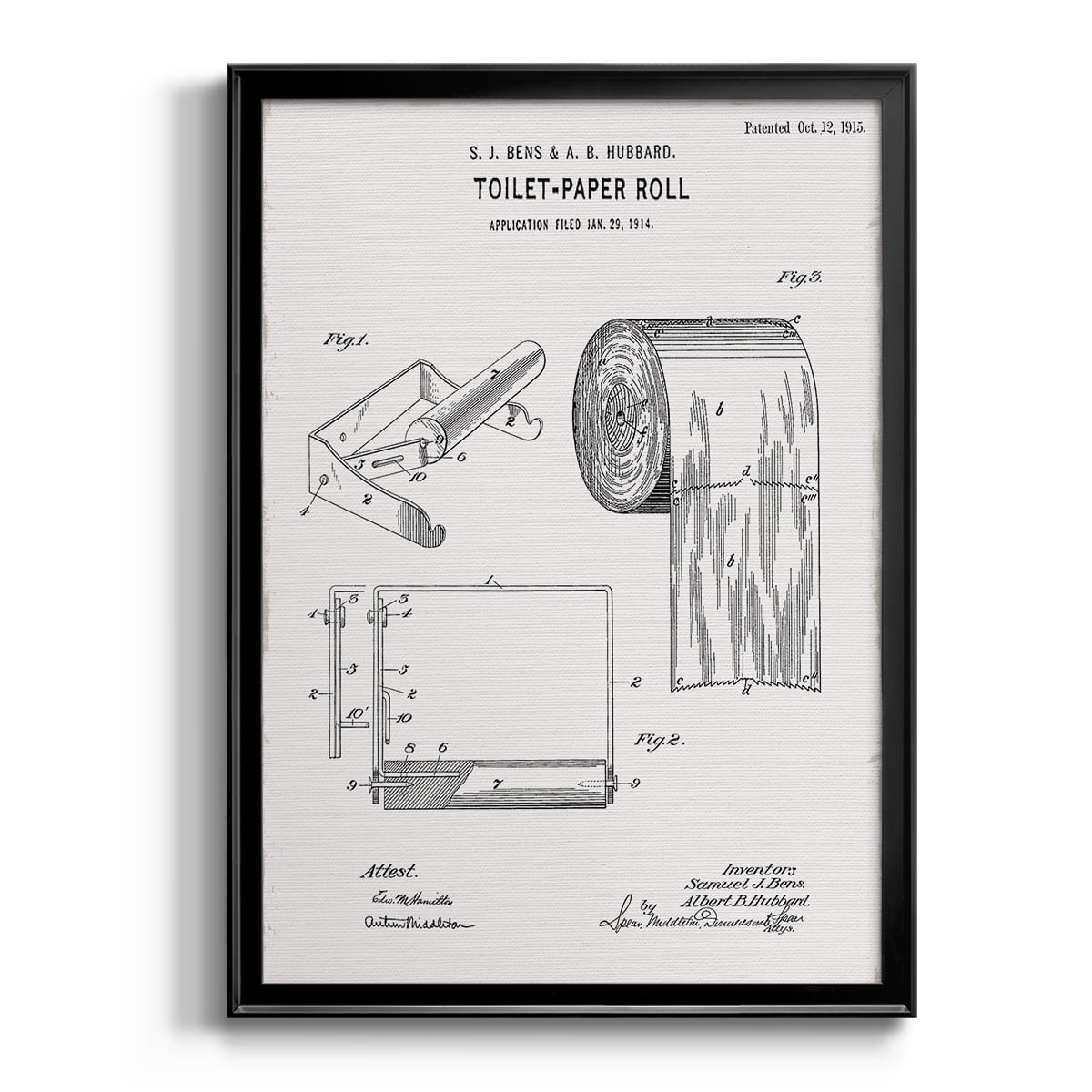 Toilet Paper Patent I Premium Classic Framed Print - Ready to Hang ...