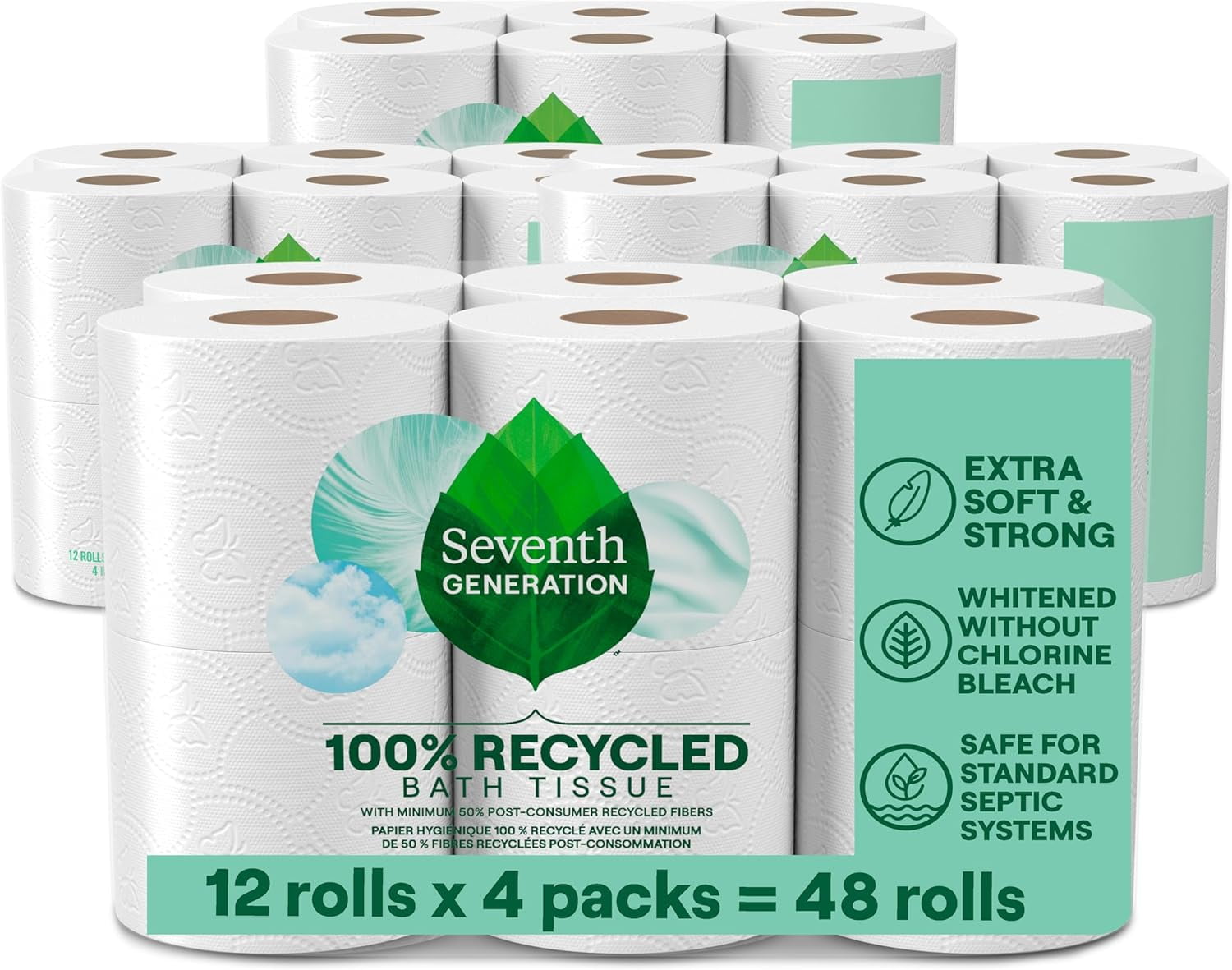 Toilet Paper Recycled Bath Tissue 4-Pack 100% Recycled Paper 2-ply ...