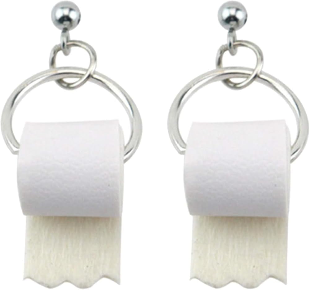 Toilet Paper Roll Earrings Earring Gold Poop Joke Gag Funny Silver ...