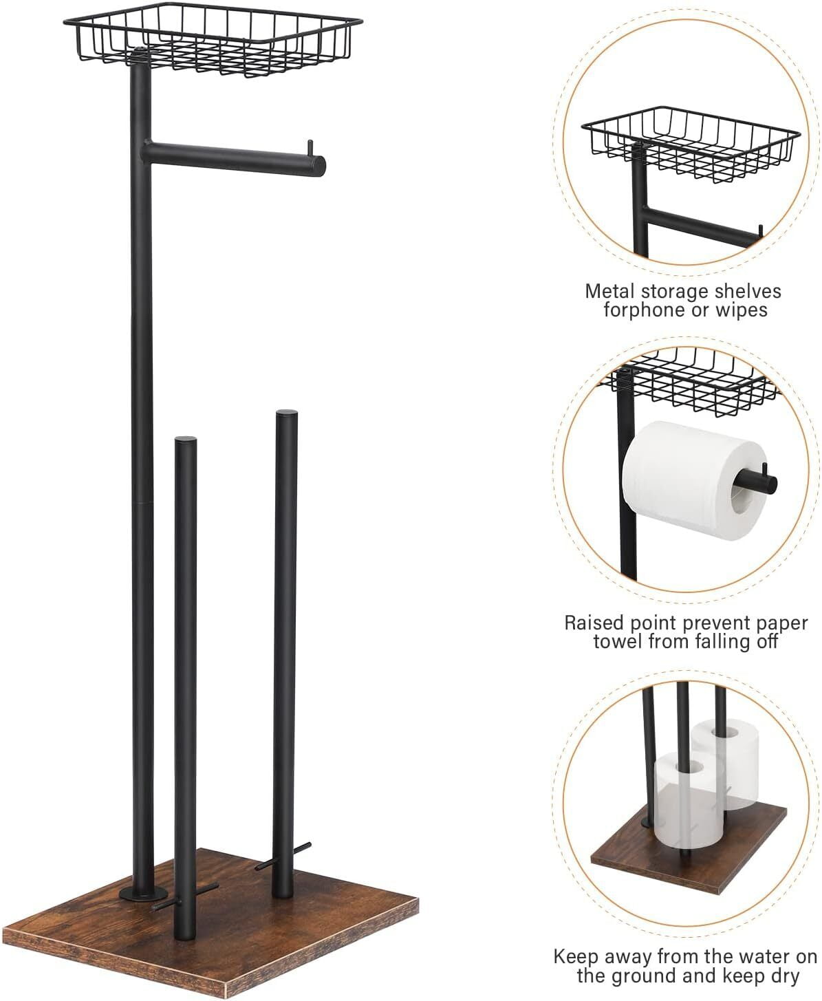 Toilet Paper Stand Freestanding Bath Tissue Holder Roll Storage ...