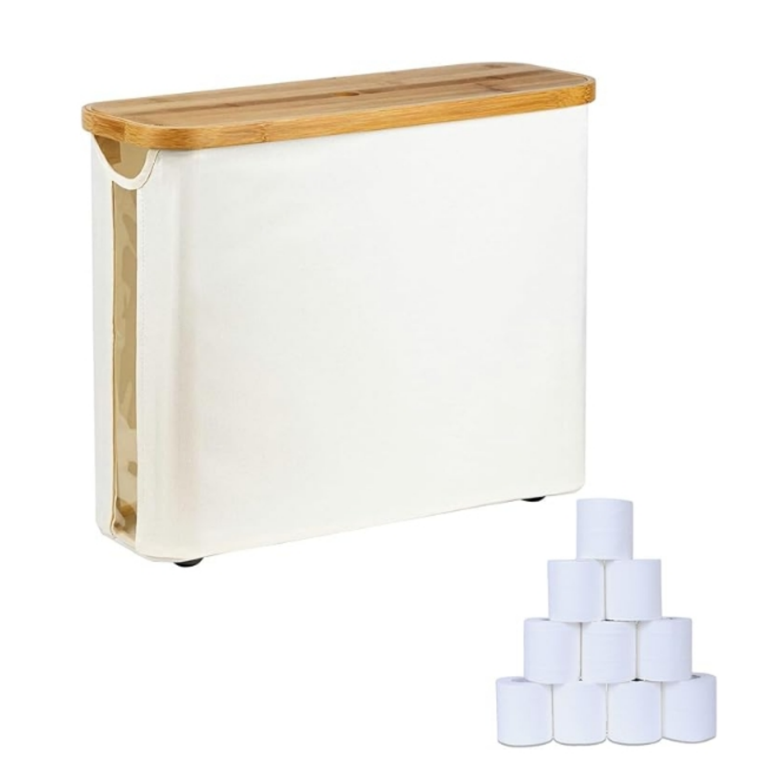 Toilet Paper Storage Basket, Toilet Paper Organizer with Bamboo Lid for ...