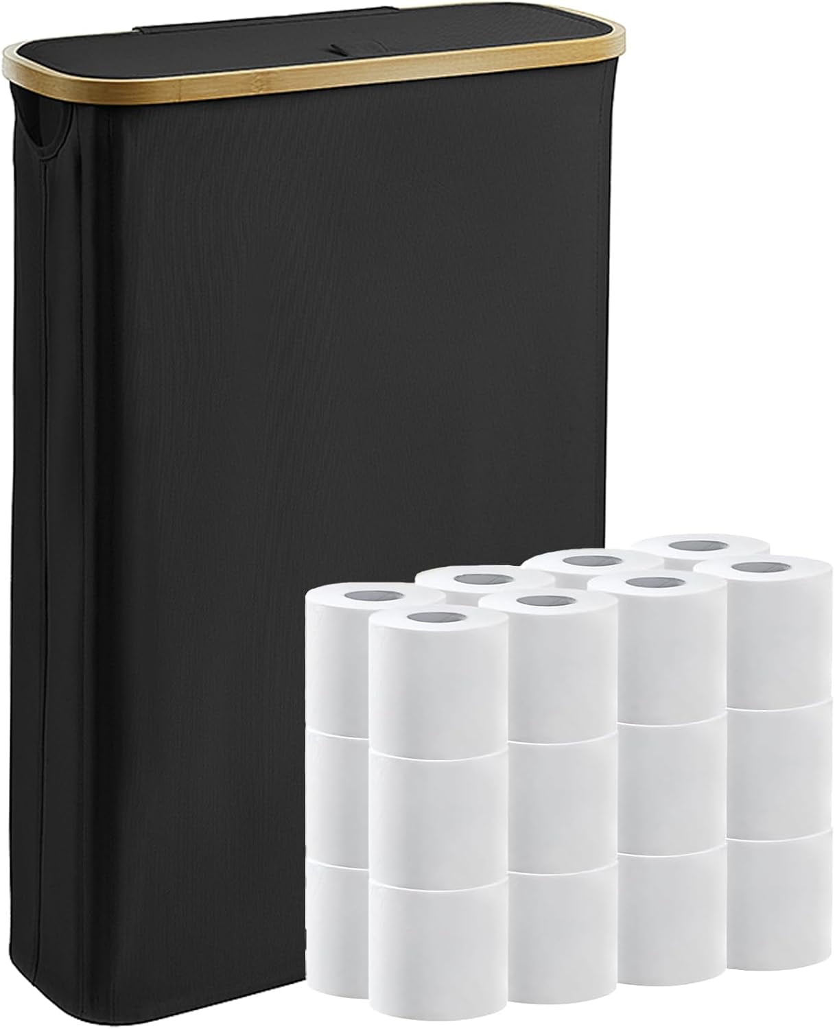Toilet Paper Storage with Lid, Extra Large Toilet Paper Basket Bamboo ...