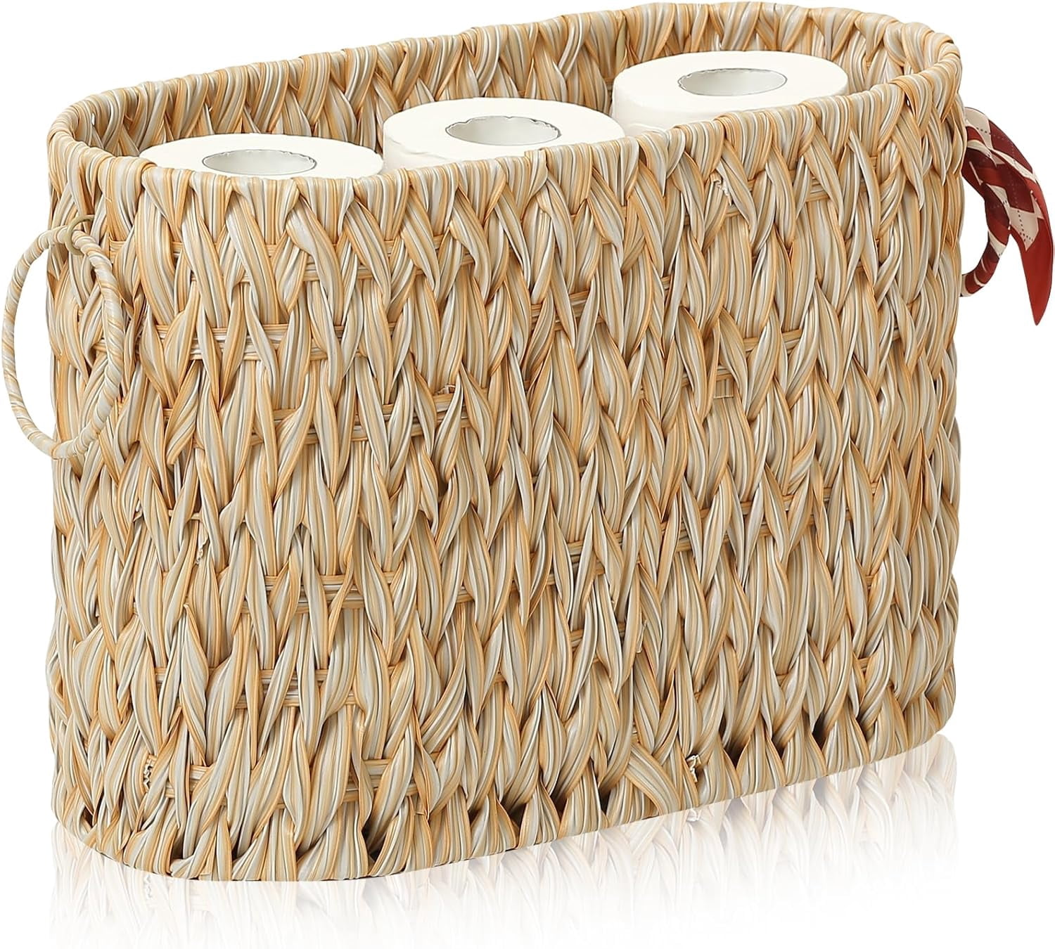 Toilet Paper Storage With Holder for 6 Mega Rolls, Bathroom Basket for ...