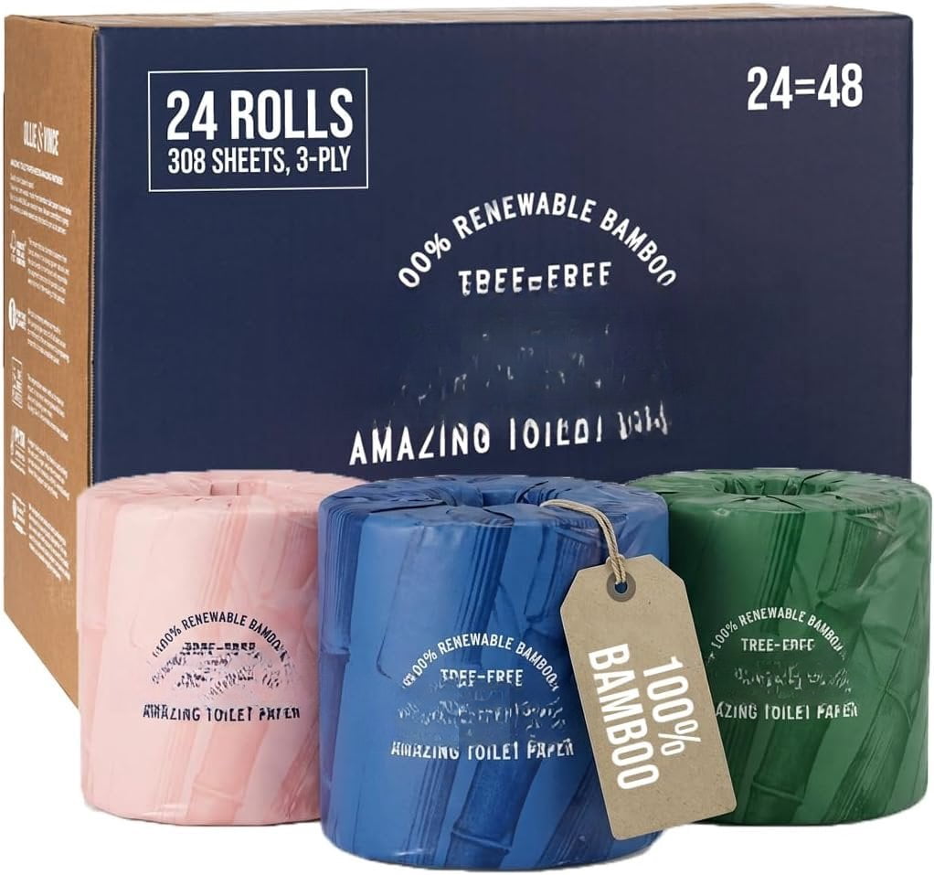 Toilet Paper | Sustainable, , - Tree-, | 24 Rolls, 3-Ply, Soft, Septic ...