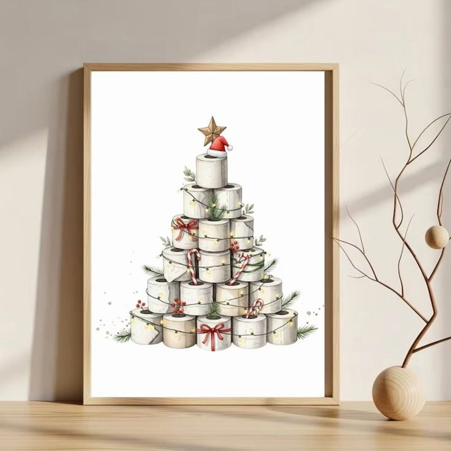 Toilet Paper Tree Poster, X.mas Bathroom Decor Size 24''x36''-The ...