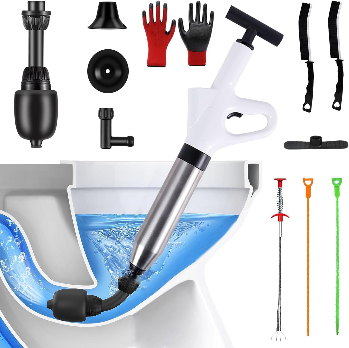 Toilet Plunger for Bathroom, Heavy Duty Unclogger High Pressure Air ...