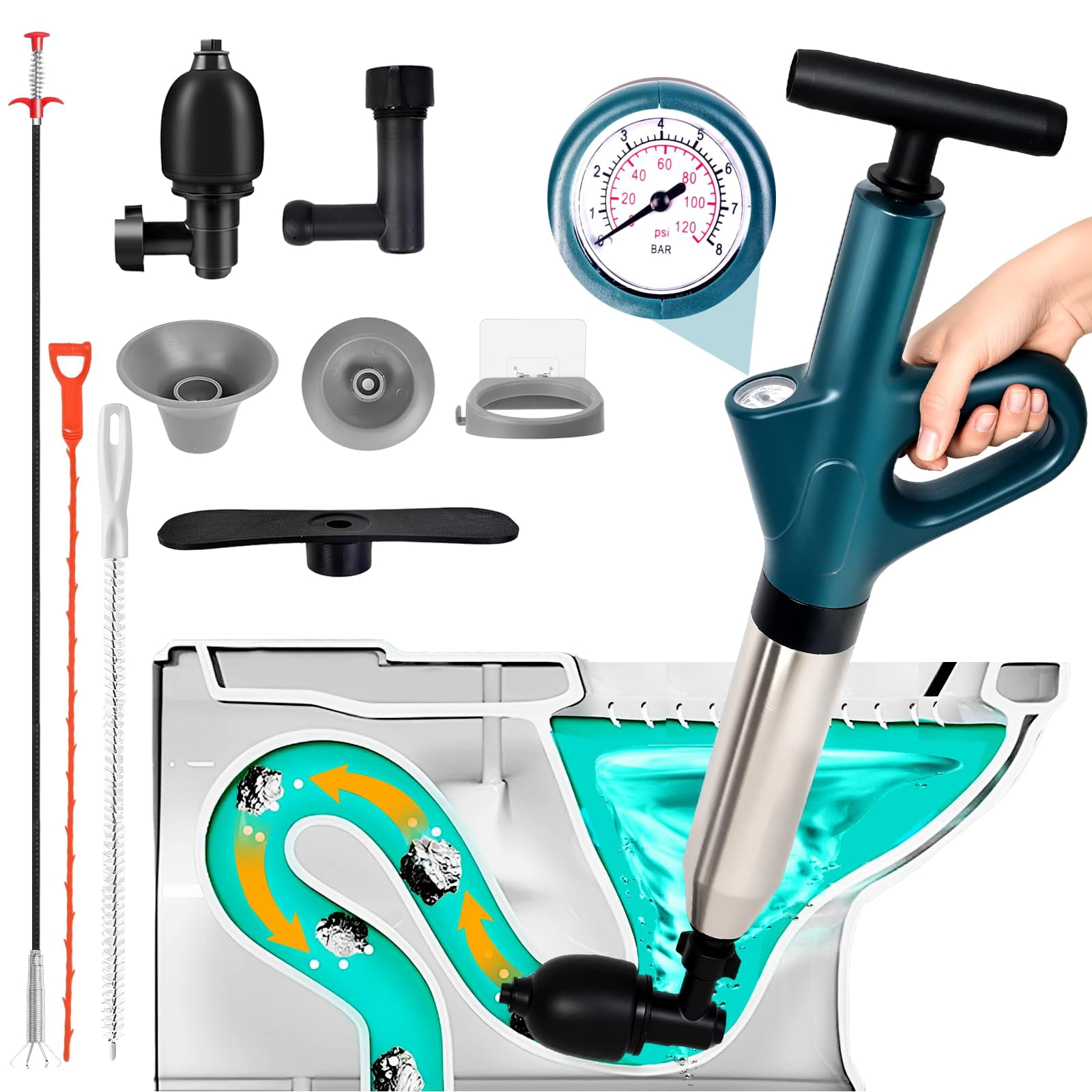 Toilet Plunger Blaster High Pressure Air Plunger Blaster Drain ...