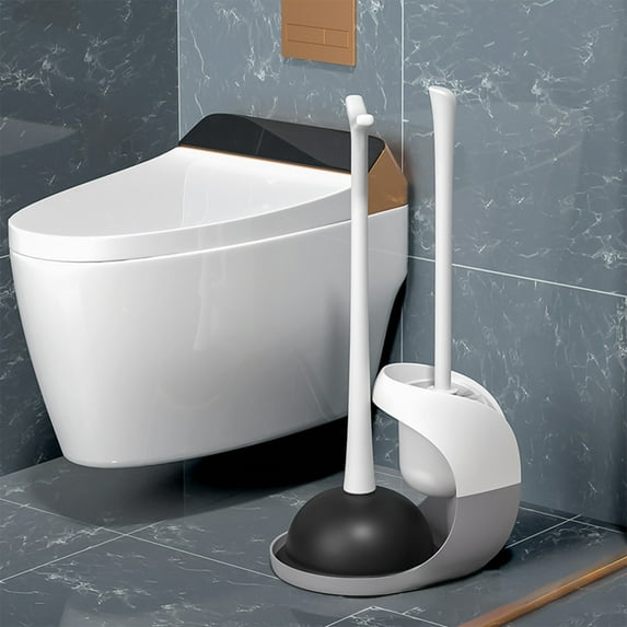 Toilet Plunger And Bowl Brush Combo, Modern Stand, Stainless Steel ...