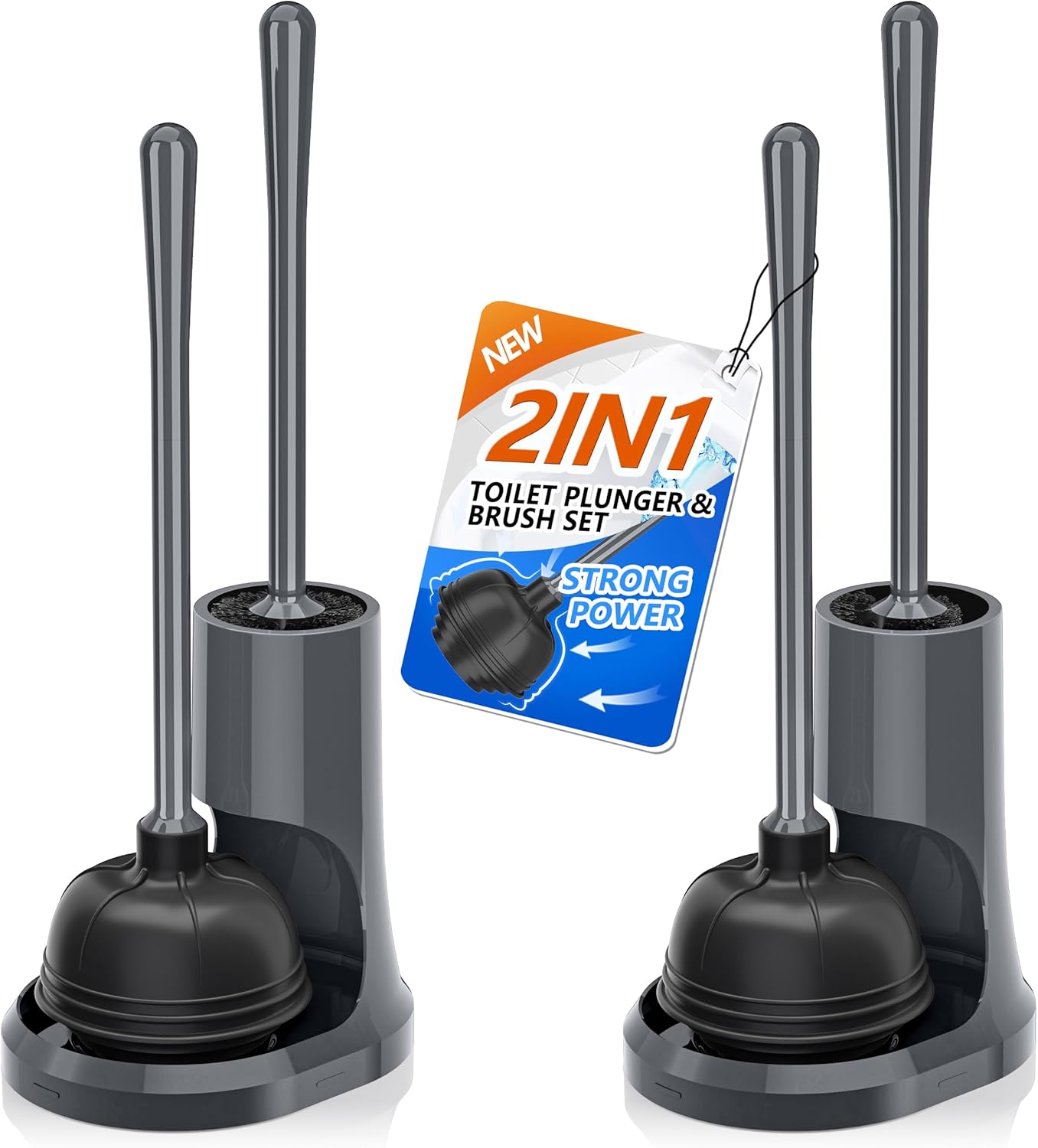 Toilet Plunger and Brush, Bowl Brush and Heavy Duty Toilet Plunger Set ...