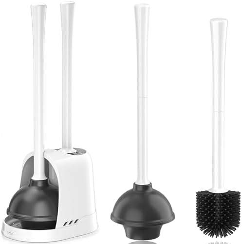 Toilet Plunger and Brush, Silicone Bowl Brush and Heavy Duty Toilet ...