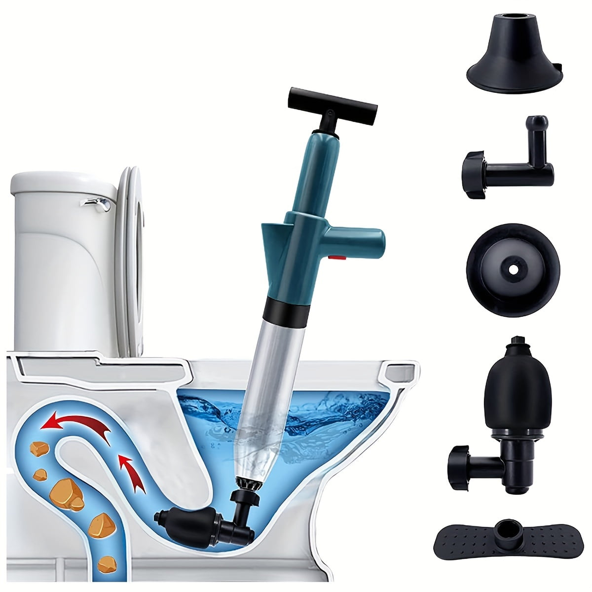 Toilet Plunger, Drain Unblocker, Powerful Plungers Toilet Opener Home ...