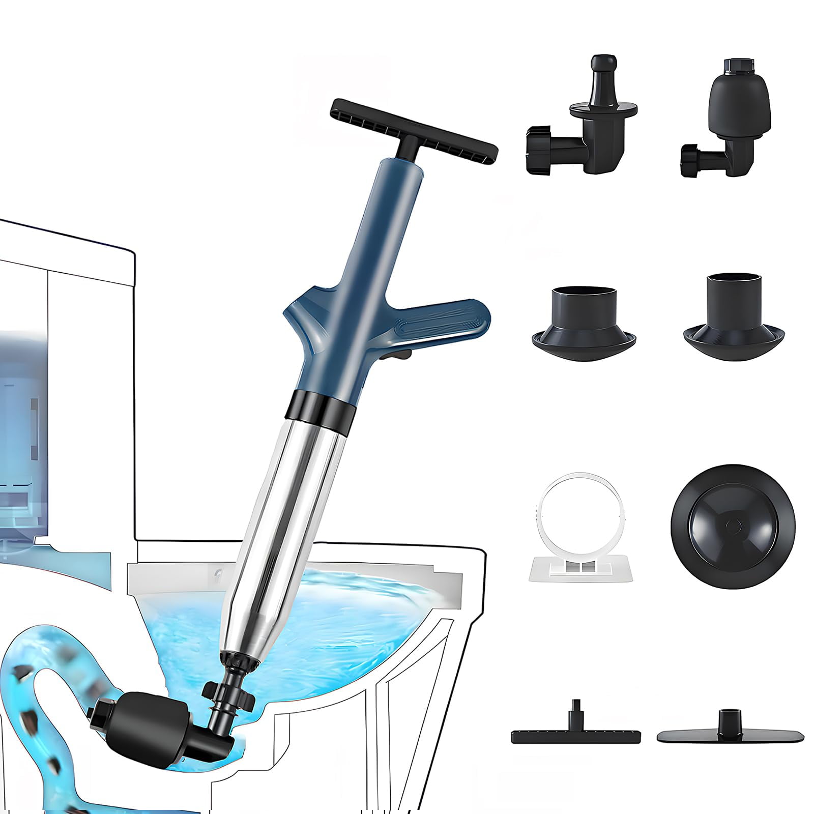 Toilet Plunger, High Pressure Toilet Plunge Blaster with Barometer Air ...