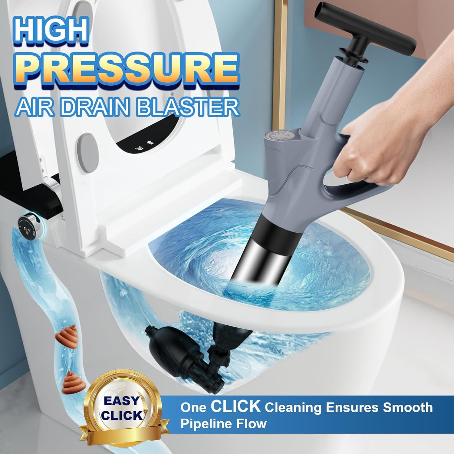 Toilet Plunger, High Pressure Toilet Plunger, Toilet Auger Air Drain ...