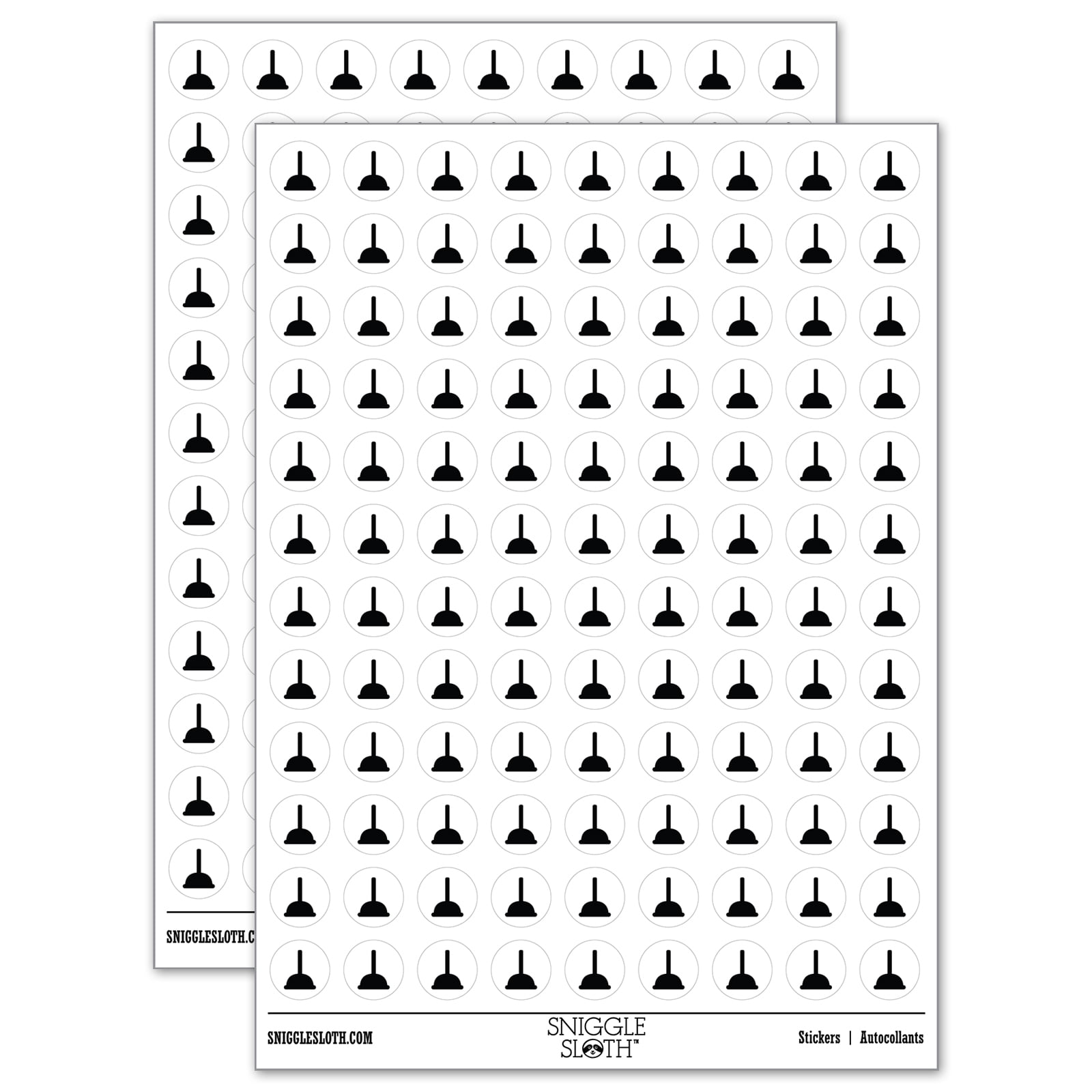 Toilet Plunger Plumbing Icon Solid 200+ Round Stickers - White - Matte ...