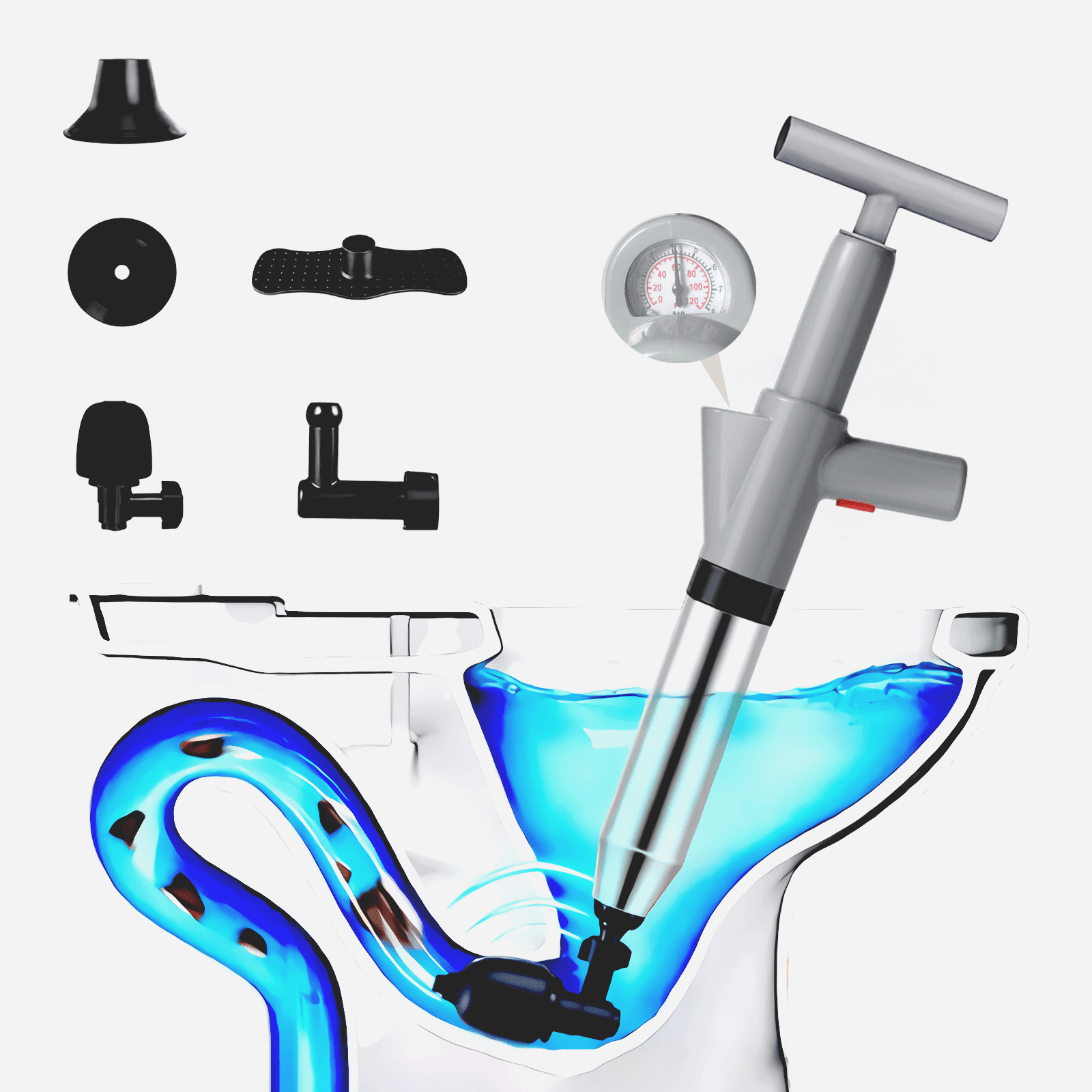 Toilet Plunger, Plungers For Bathroom, Plumbing Tools, Snake Drain Clog ...