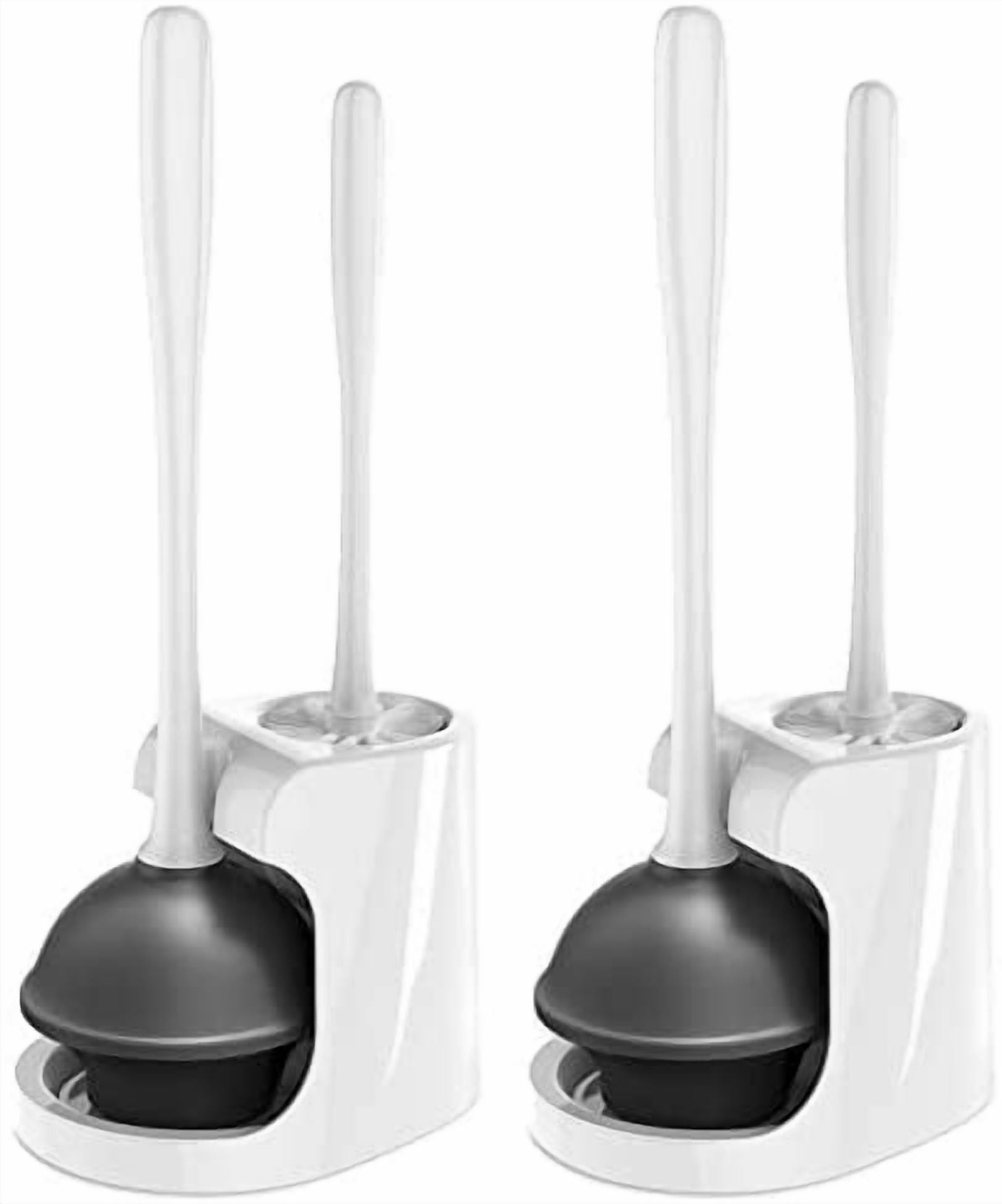 Toilet Plunger and Bowl Brush Combo for Bathroom Cleaning, White, 2 ...