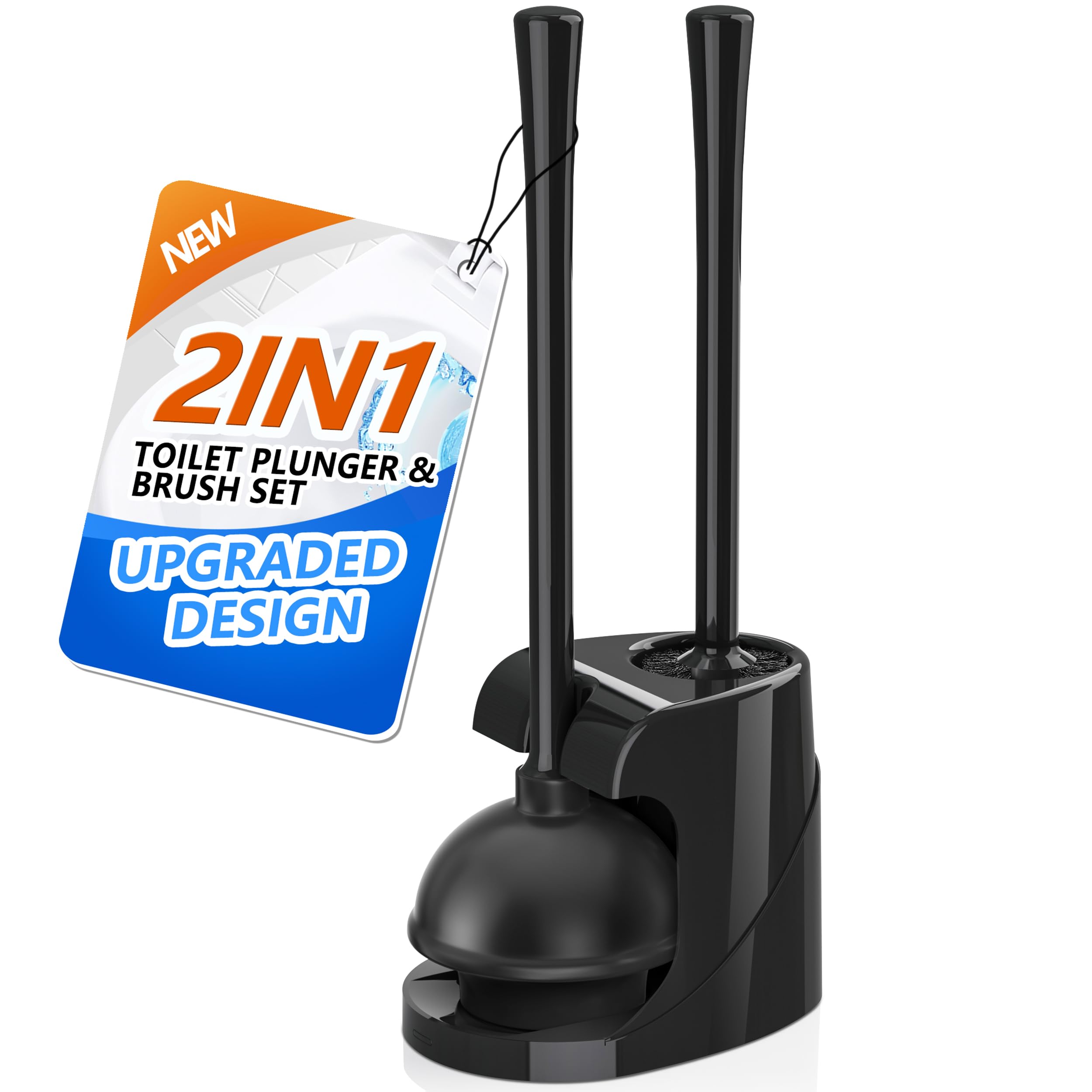 Toilet Plunger and Brush Combo with Holder, 2 in 1 Bathroom Cleaning ...