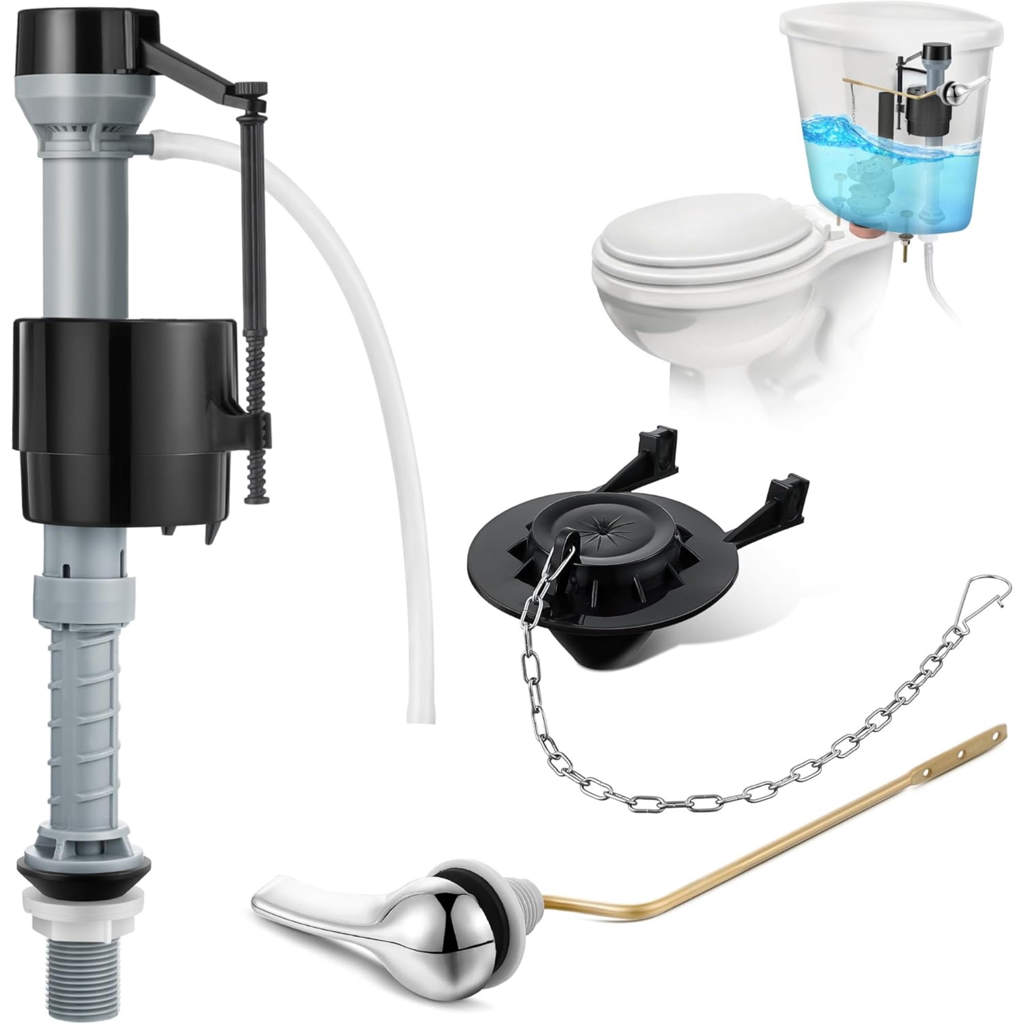 Toilet Repair Kit Inside Tank, Complete 3-Piece Toilet Flusher ...
