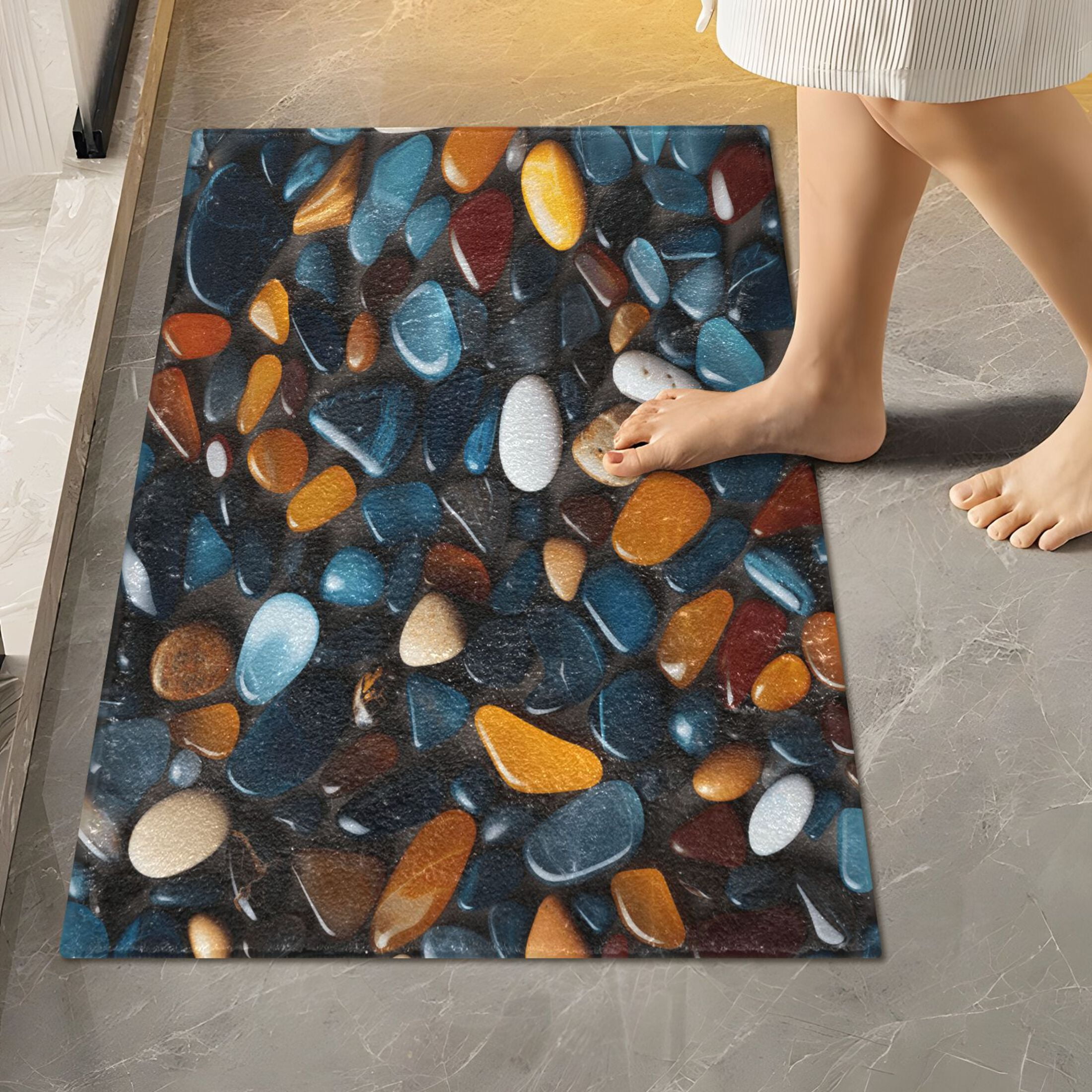 Toilet Rug Rectangle Bathroom Rugs Non-Slip Soft Plush Machine Washable ...