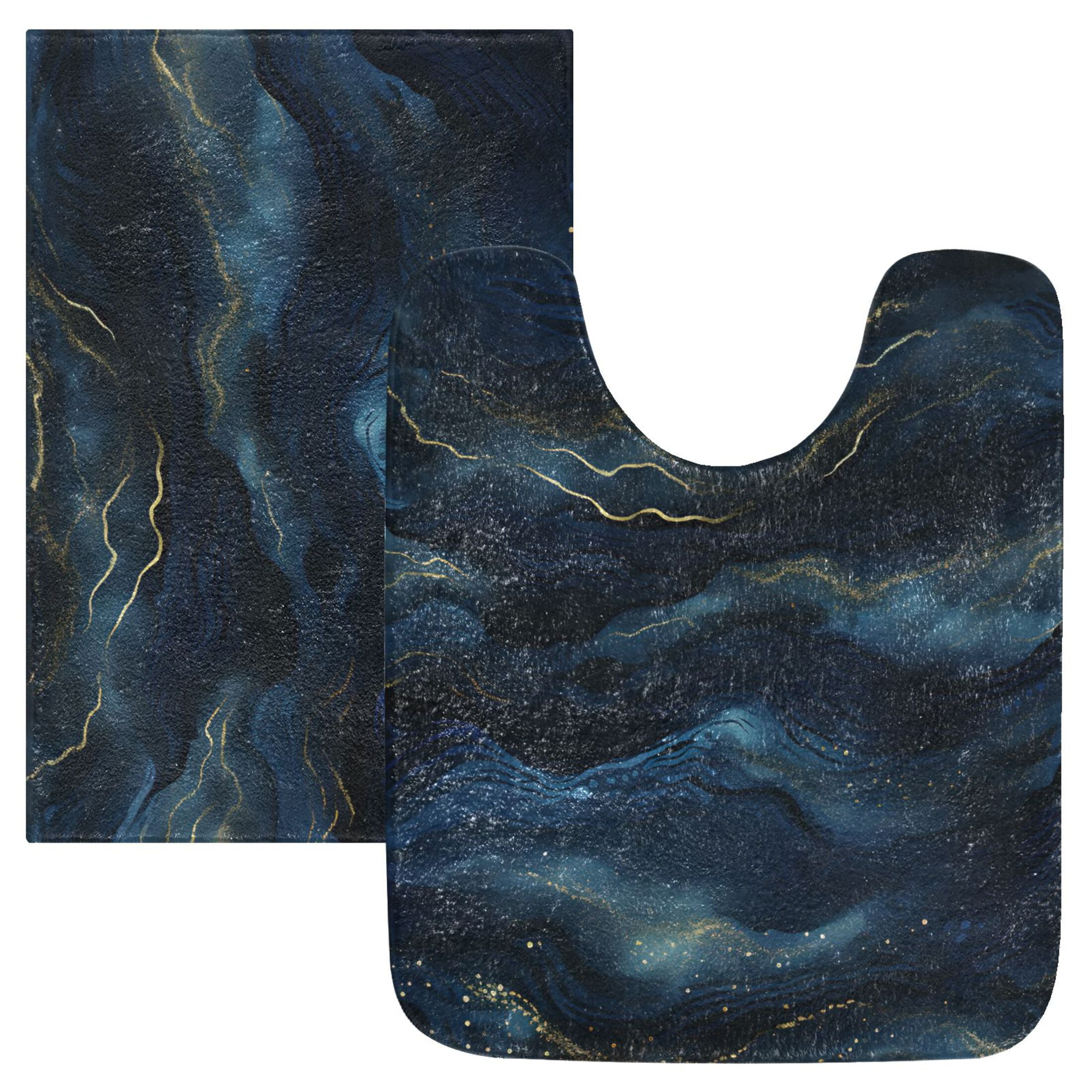 Toilet Rug Set Non-Slip Bathroom Rugs Soft Plush Machine Washable ...