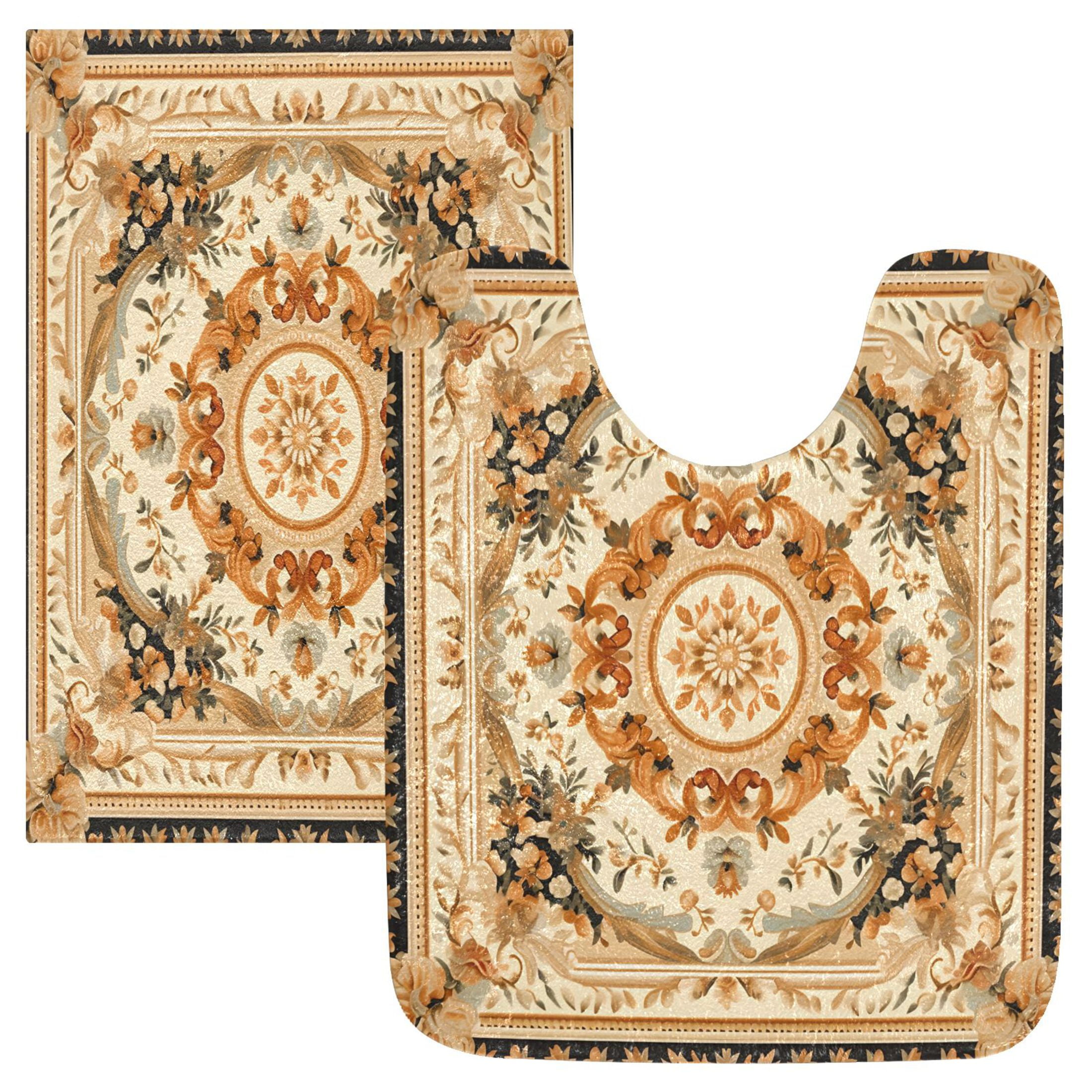 Toilet Rug Set Non-Slip Bathroom Rugs Soft Plush Machine Washable ...