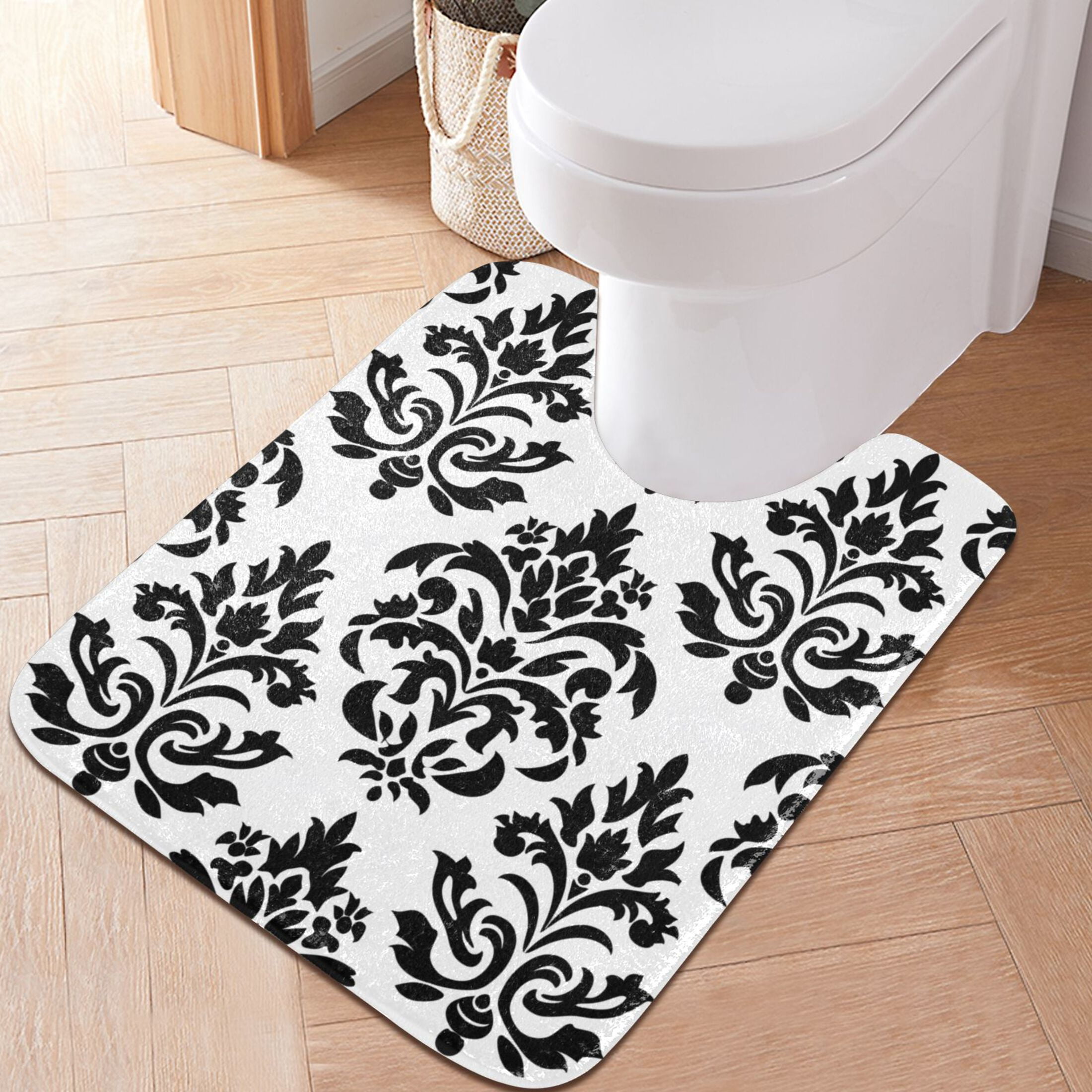Toilet Rug U-Shaped Bathroom Rugs Non-Slip Soft Plush Machine Washable ...