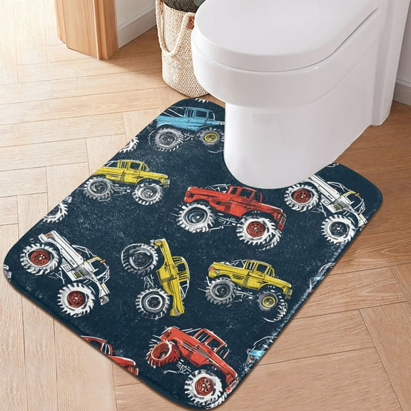 Monster Truck Rugs for Home Decor in Blue and Cartoon Designs