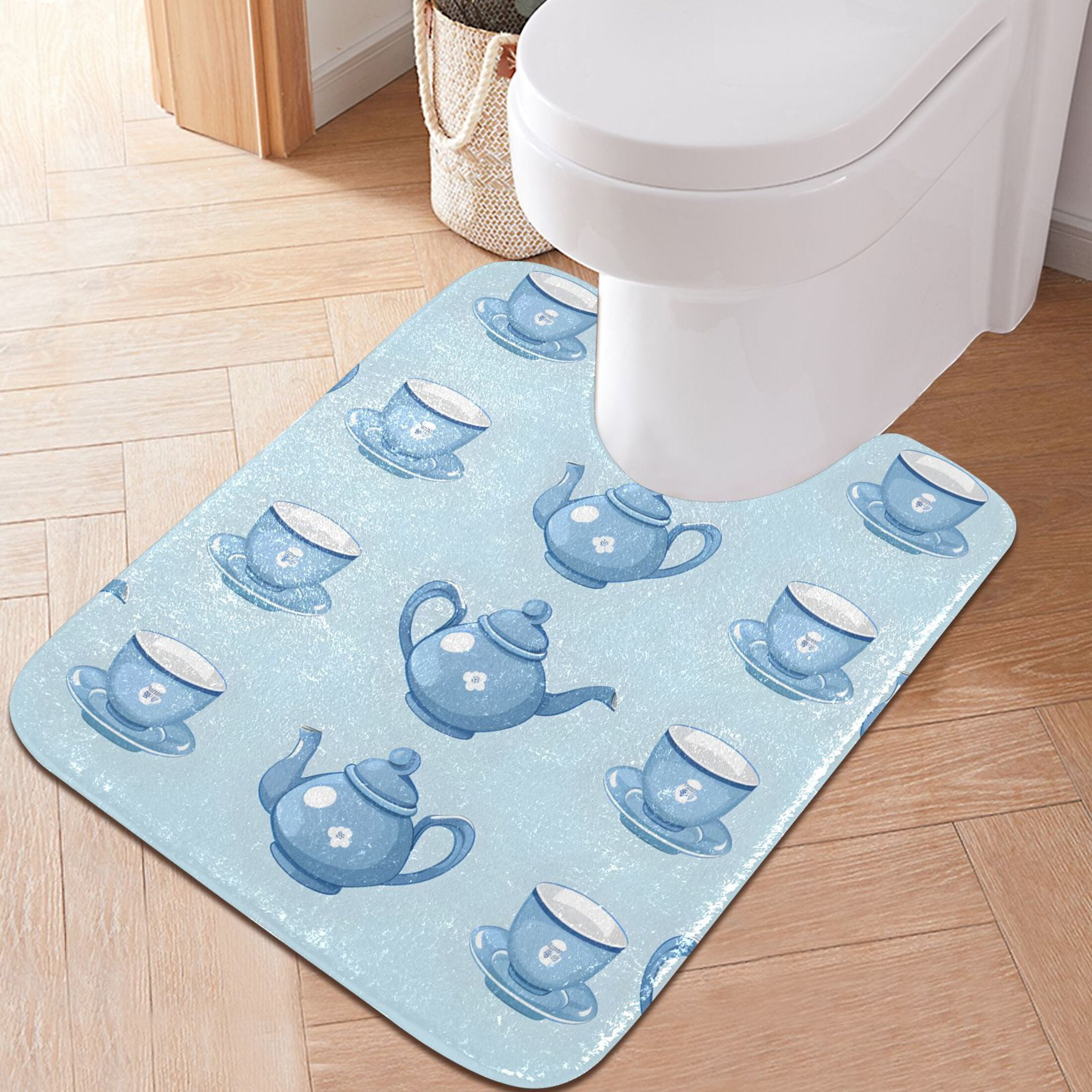 Toilet Rug U-Shaped Bathroom Rugs Non-Slip Soft Plush Machine Washable ...