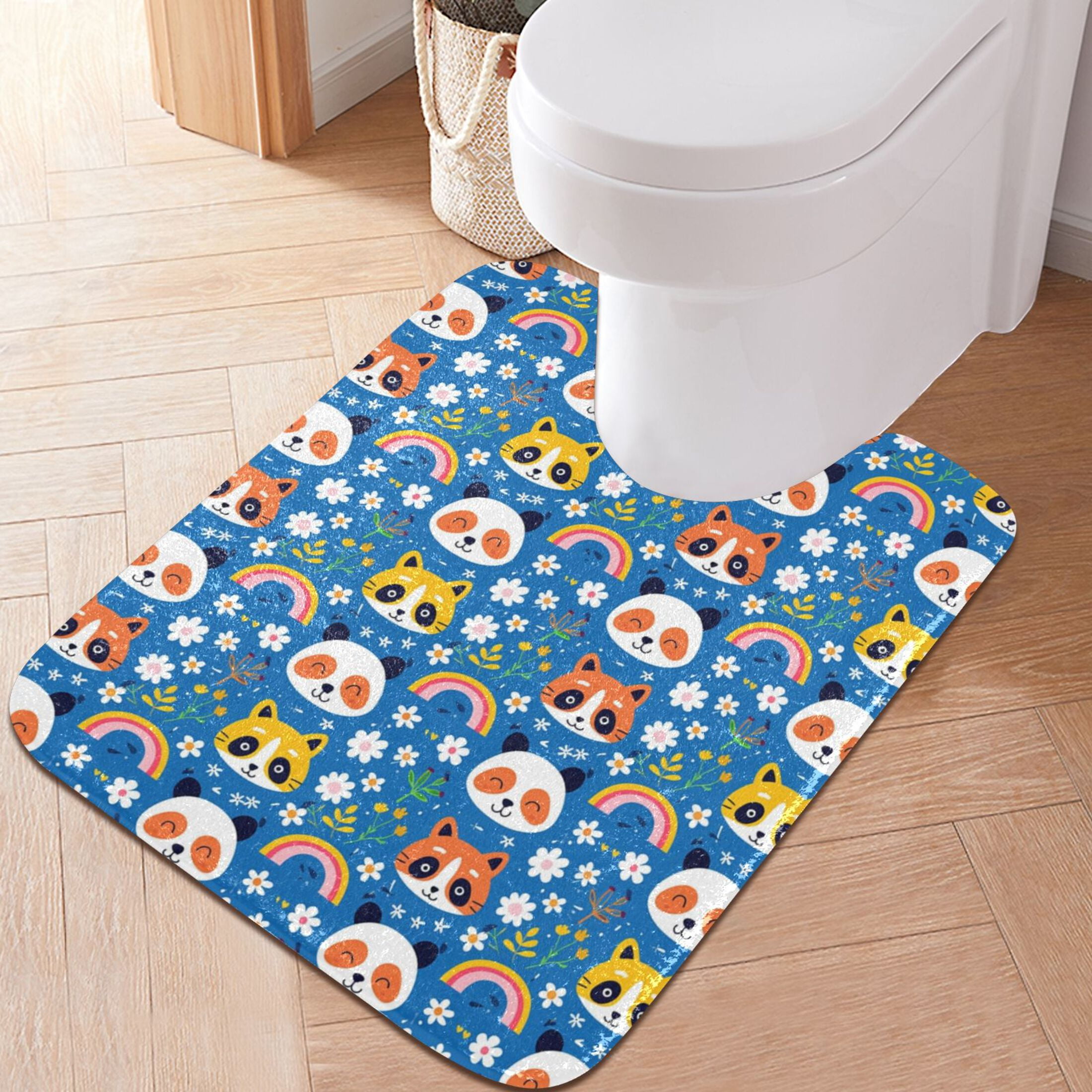 Toilet Rug U-Shaped Bathroom Rugs Non-Slip Soft Plush Machine Washable ...