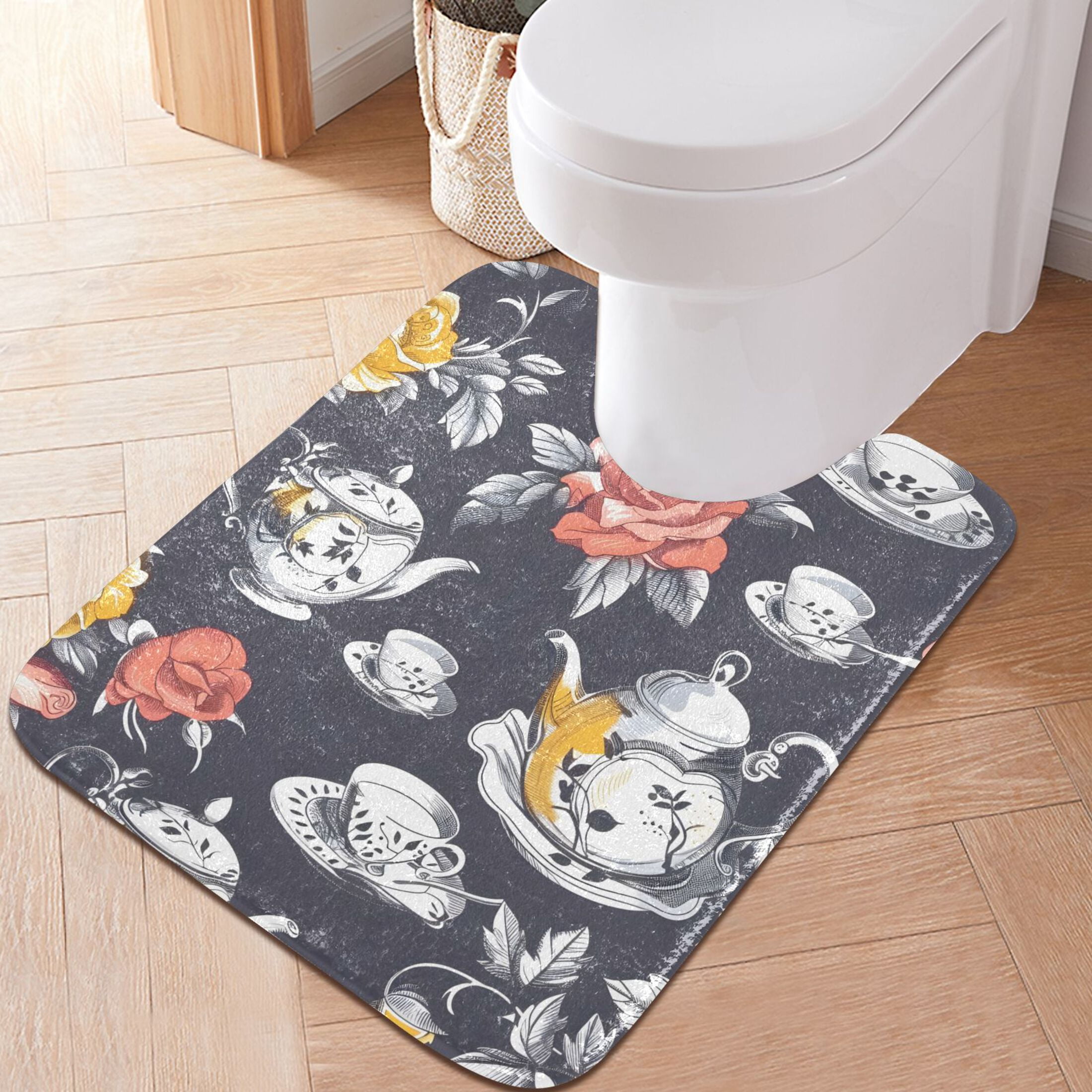 Toilet Rug U-Shaped Bathroom Rugs Non-Slip Soft Plush Machine Washable ...
