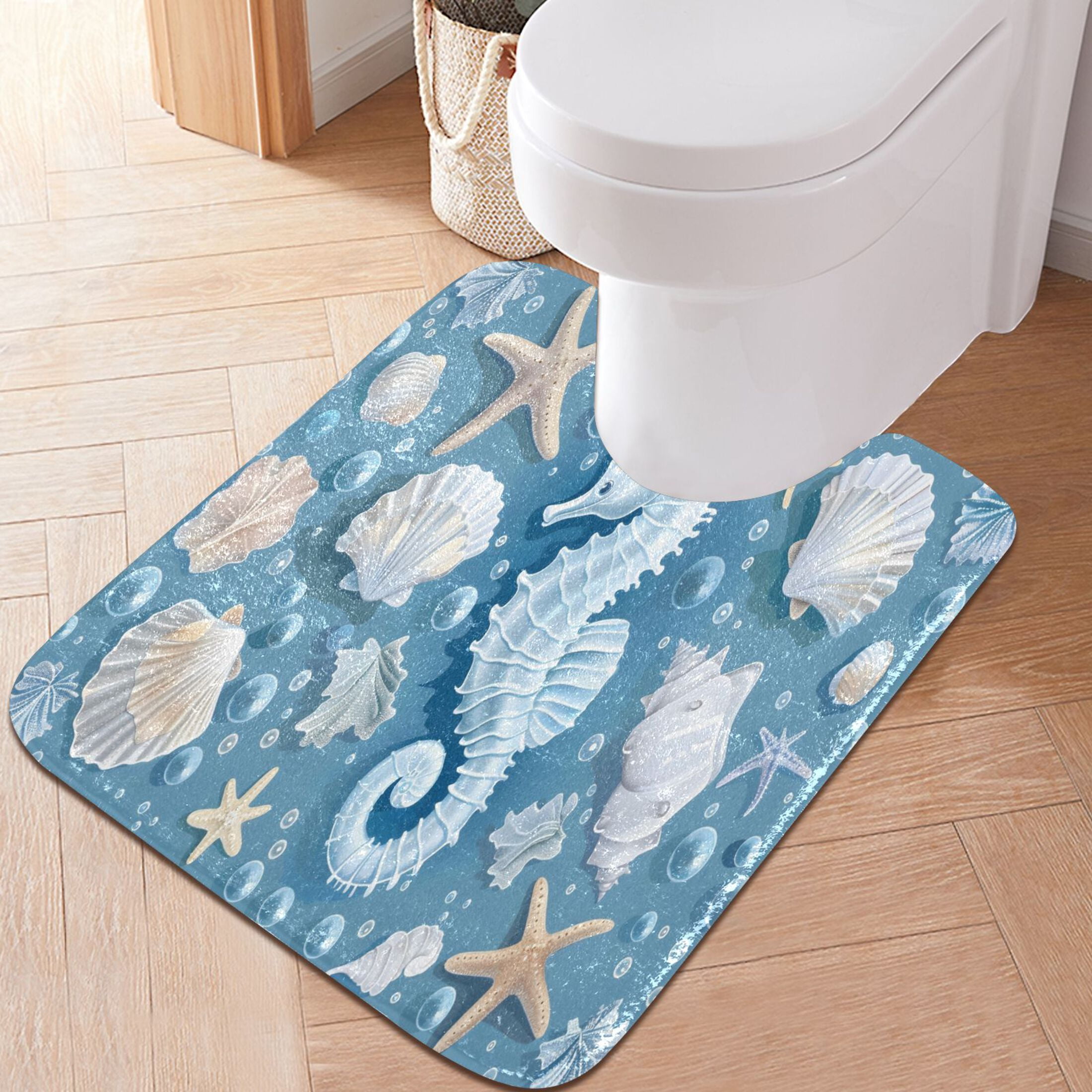Toilet Rug U-Shaped Bathroom Rugs Non-Slip Soft Plush Machine Washable ...