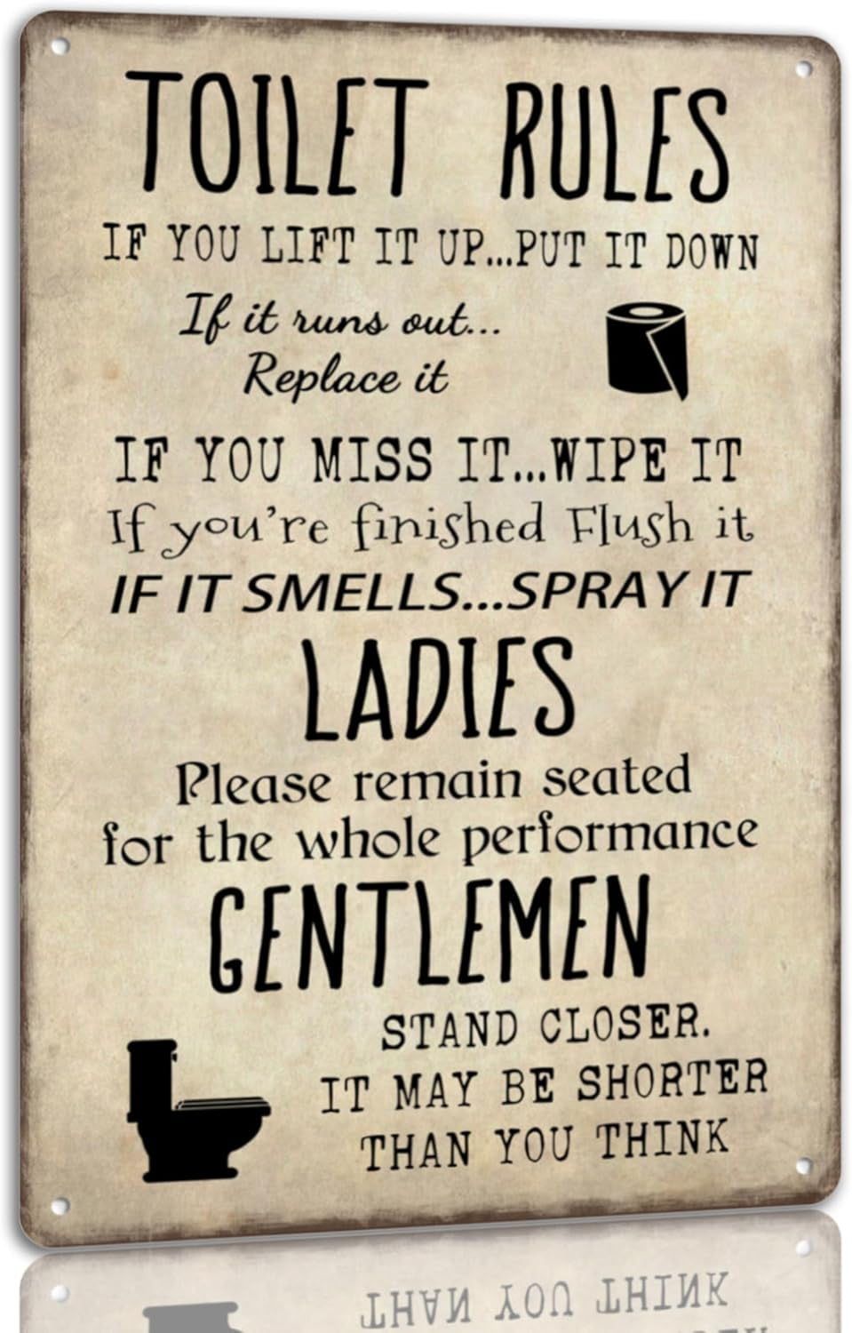 Toilet Rules Metal Sign Bathroom Warning Tin Signs Funny Restroom Decor ...