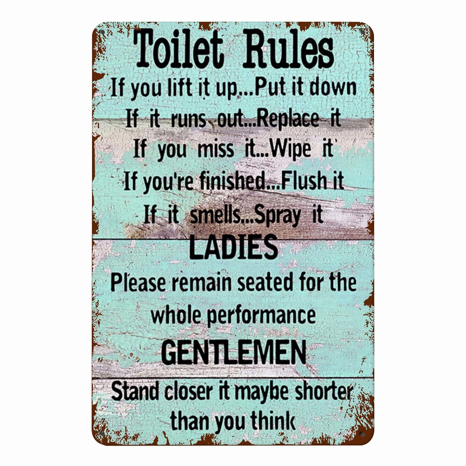 Toilet Rules Metal Signs Vintage Bathroom Decor Room Club Garage Wall ...