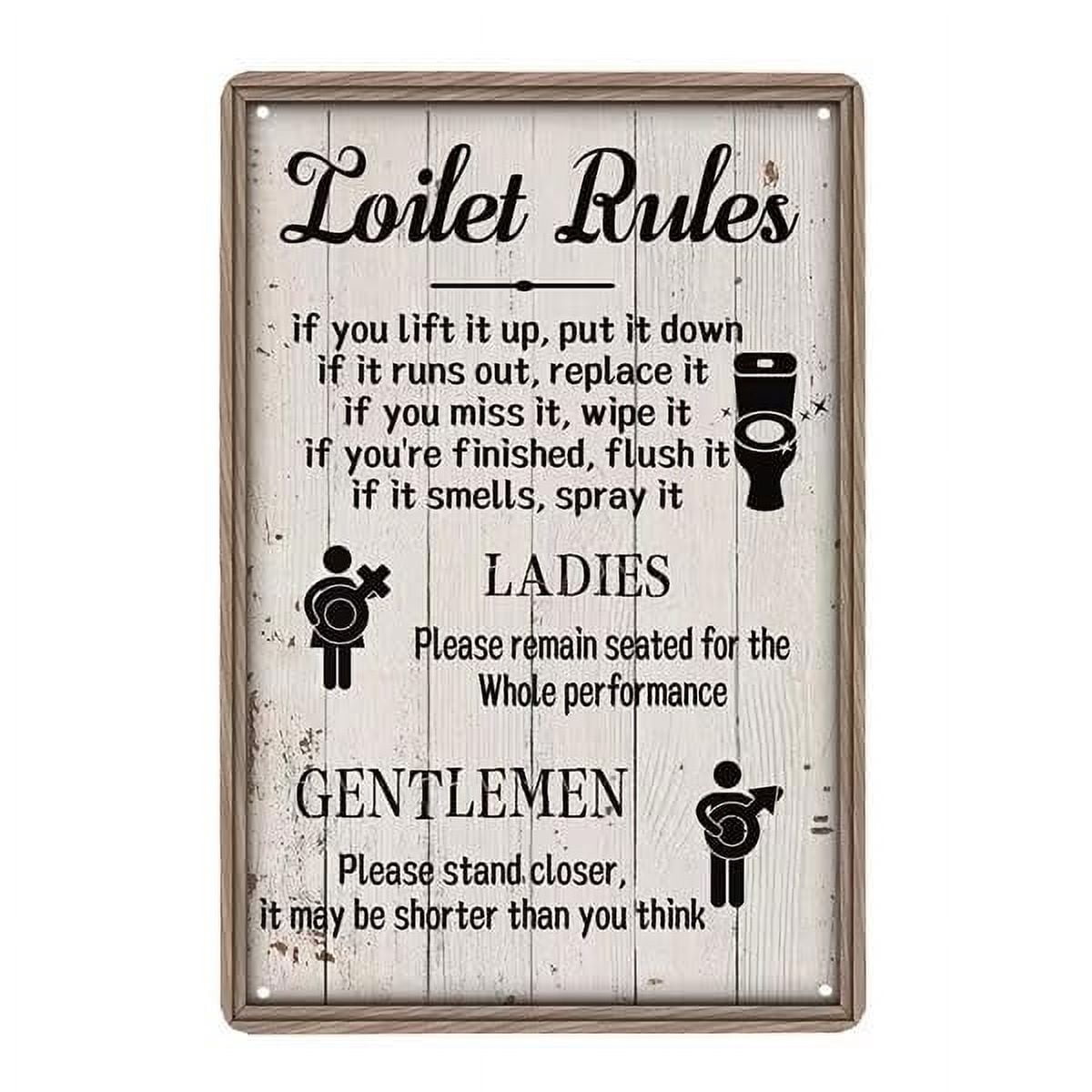 Toilet Rules - Rustic Bathroom Rules Sign - Funny Toilet Decor -tin ...