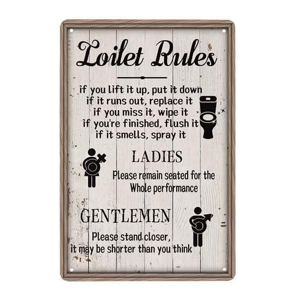 Toilet Rules - Rustic Bathroom Rules Sign - Funny Toilet Decor -tin ...