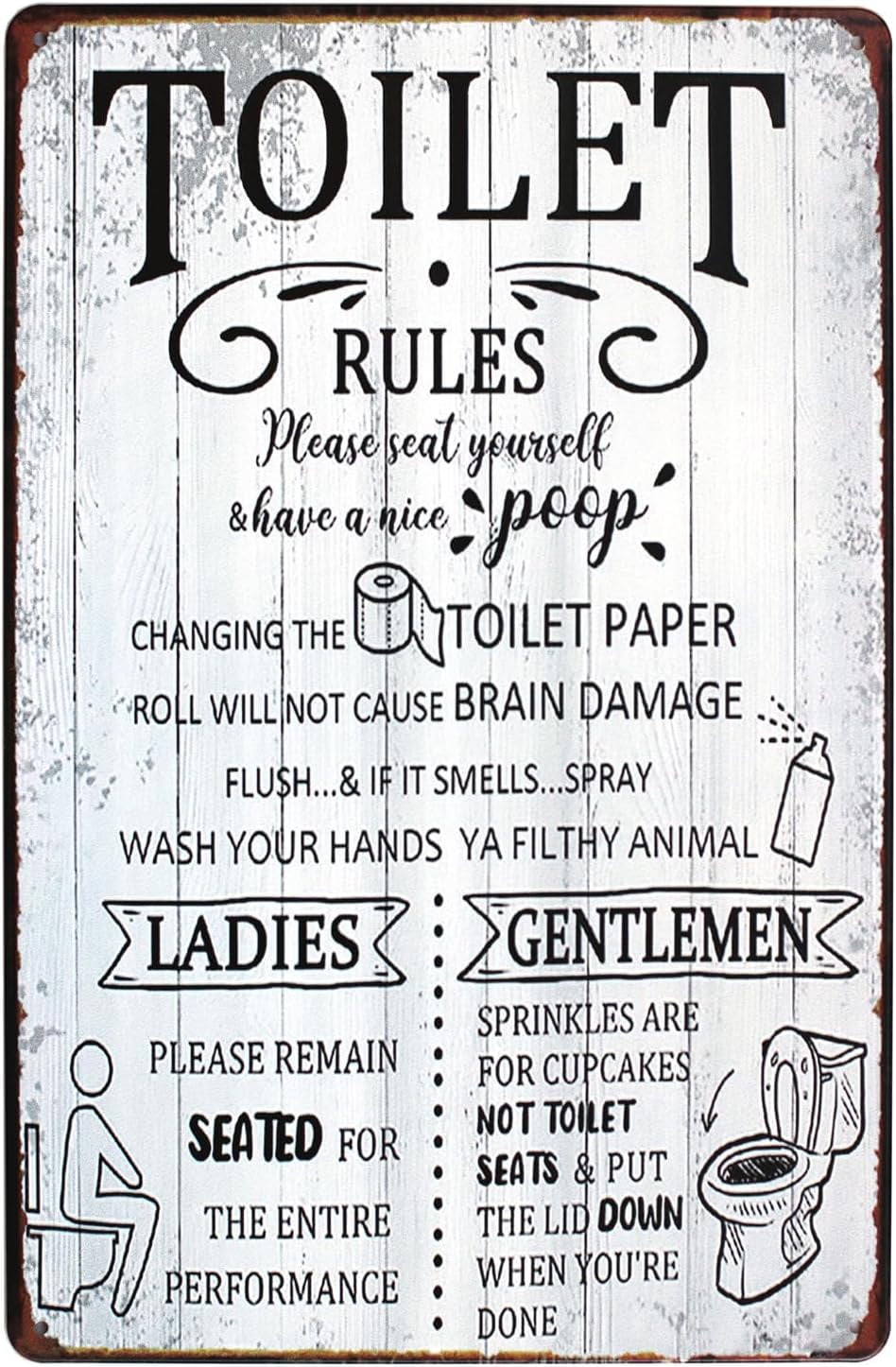 Toilet Rules Seat Yourself Have a Nice Poop Metal Tin Sign Wall Home ...