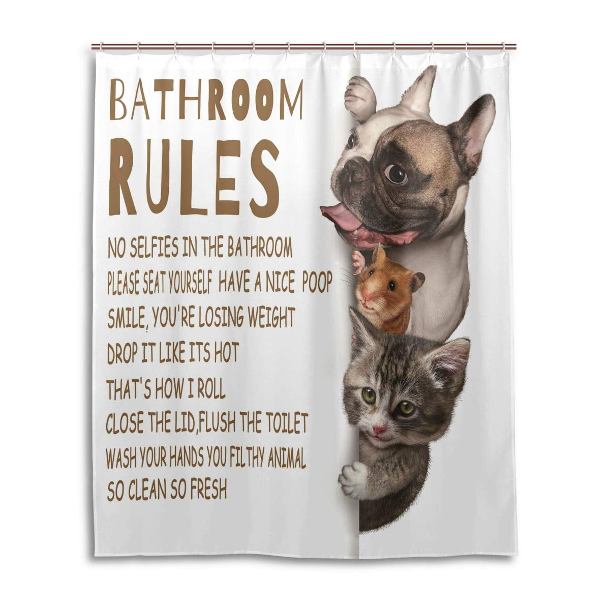 Toilet Rules Shower Curtain Please Seat Yourself Quote Vintage Wood