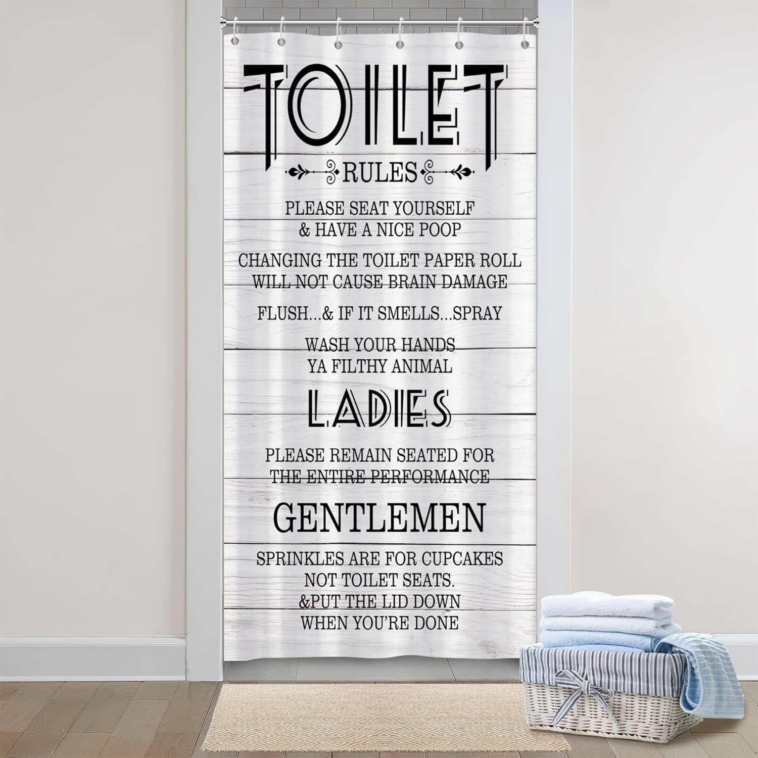Toilet Rules Small Shower Curtain Motivational Inspirational Quotes ...