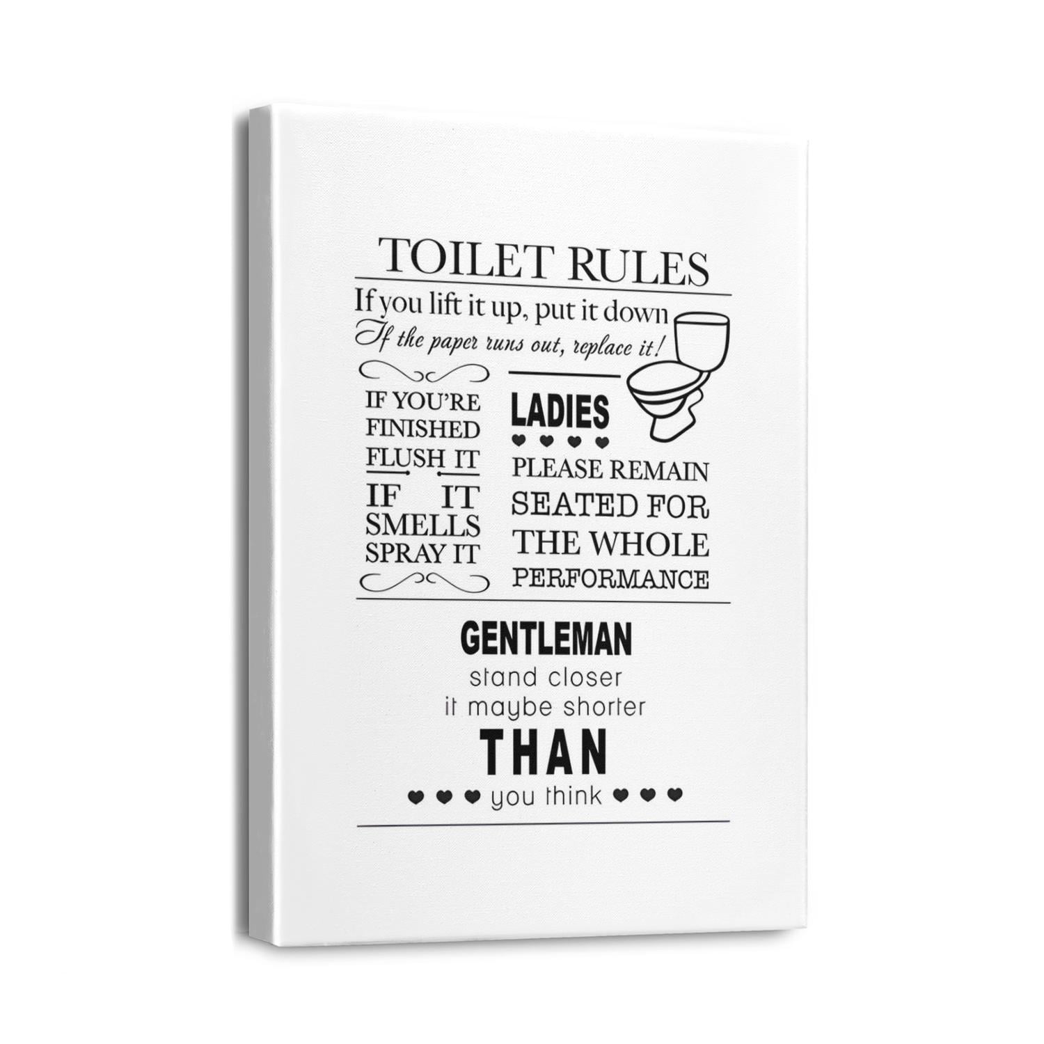 Toilet Rules Wall Art - Rustic Farmhouse Style - Funny Wood Bathroom ...
