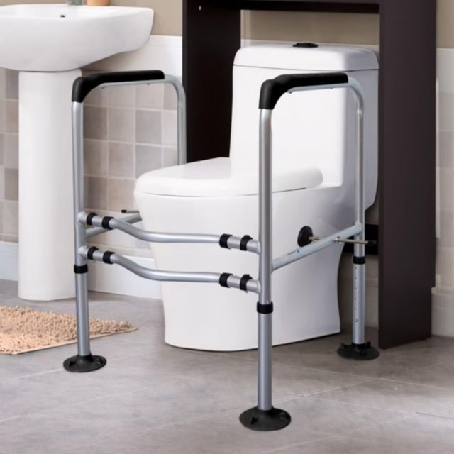 Heavy Duty Toilet Safety Rail, Adjustable, Non-Slip Handles, 330lbs ...