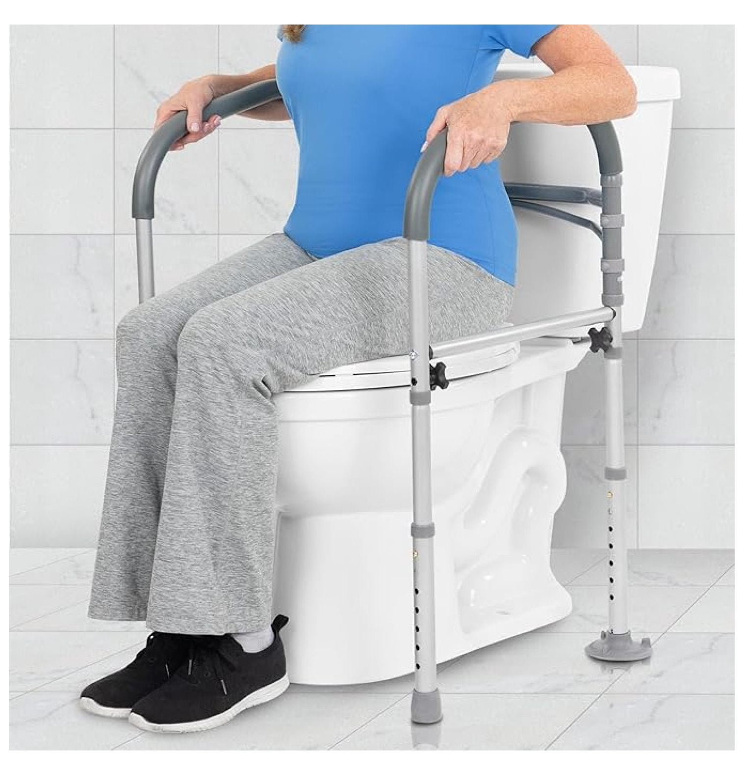 Toilet Safety Rail for Handicapped & Seniors - Folding Bathroom Frame w ...