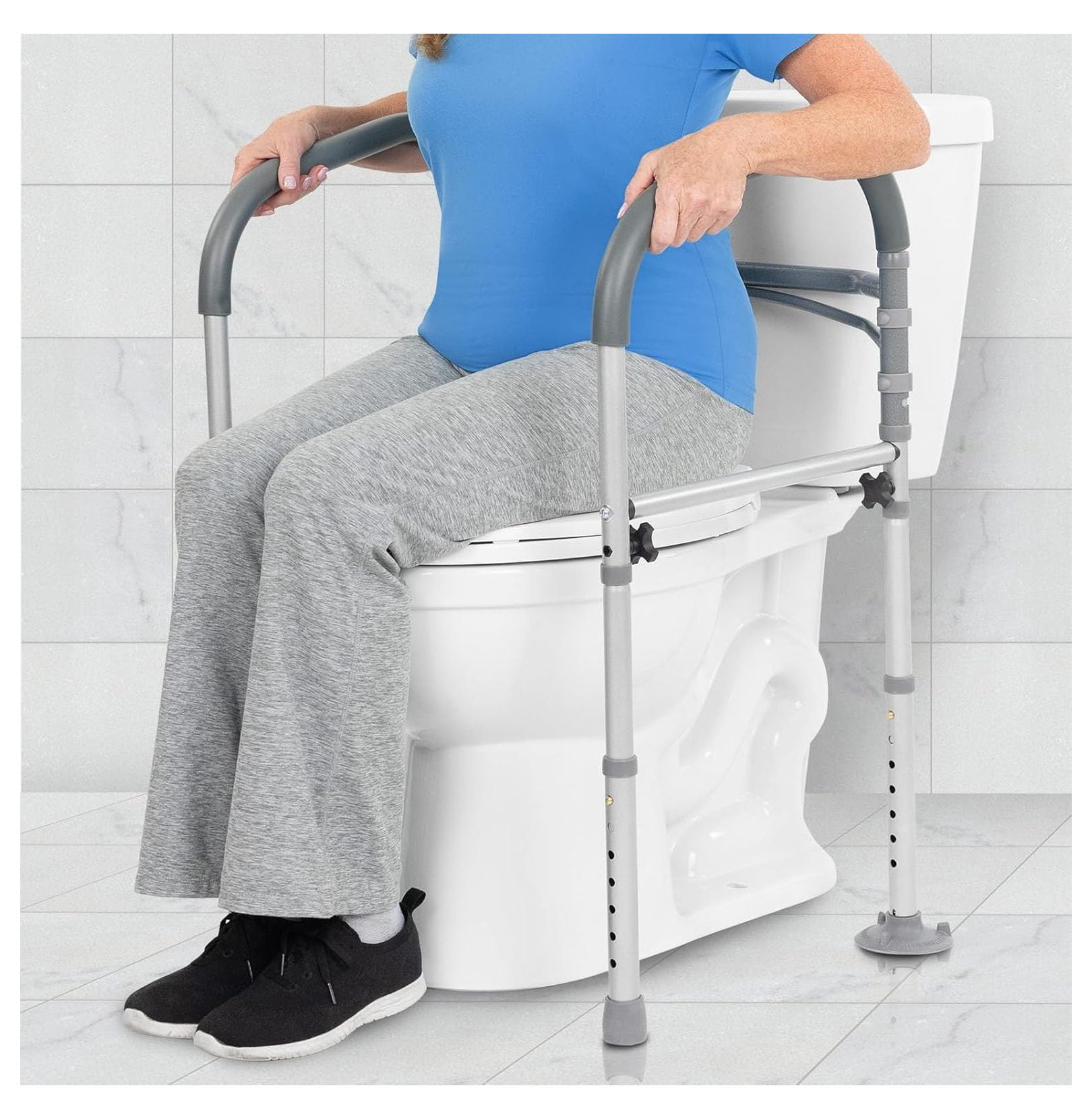 Toilet Safety Rail for Handicapped & Seniors - Folding Bathroom Frame w ...