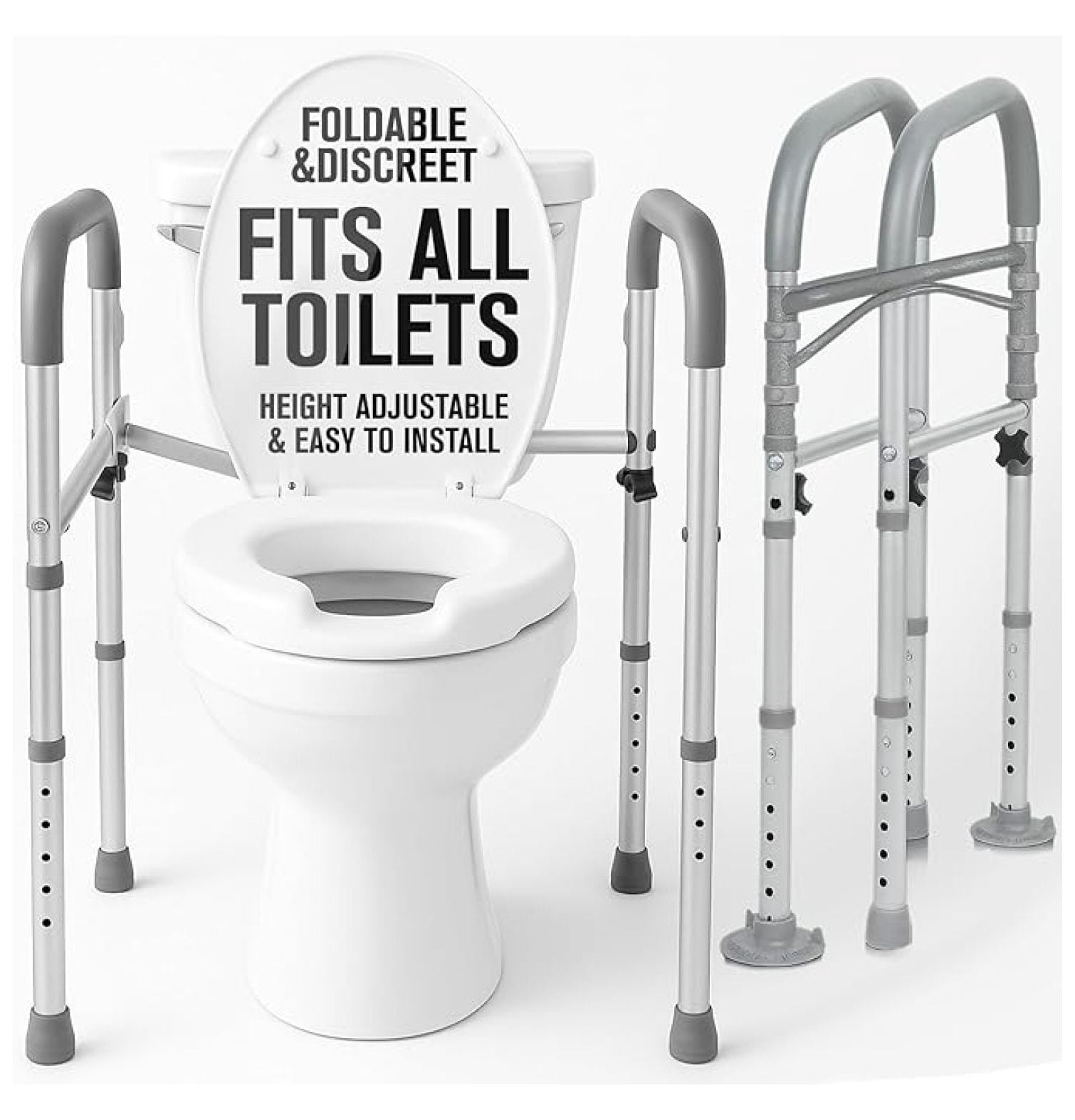 Toilet Safety Rail for Handicapped & Seniors - Folding Bathroom Frame w ...