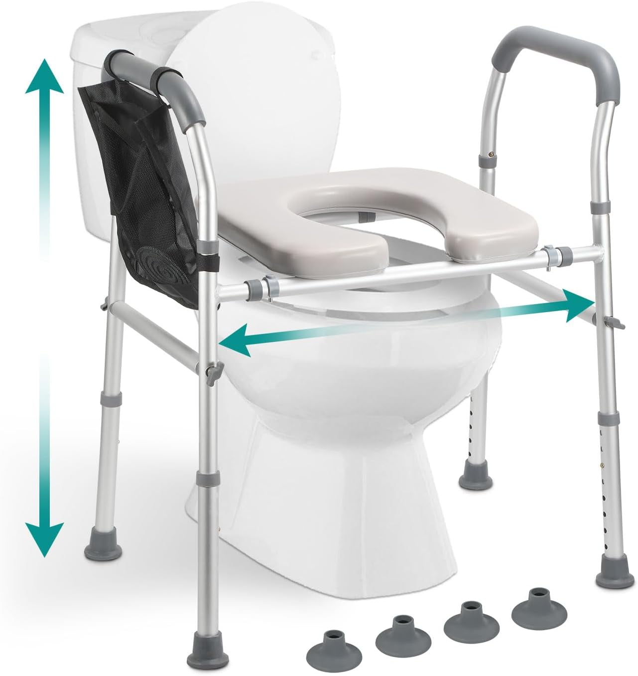 Toilet Safety Rails, Adjustable Raised Toilet Seat with Handles,Fits ...